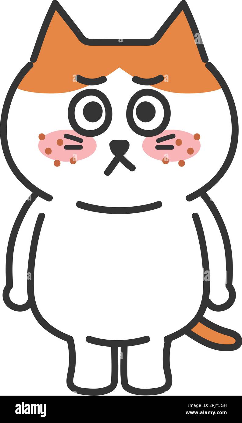 Orange tabby cartoon cat having an acne outbreak, vector illustration ...
