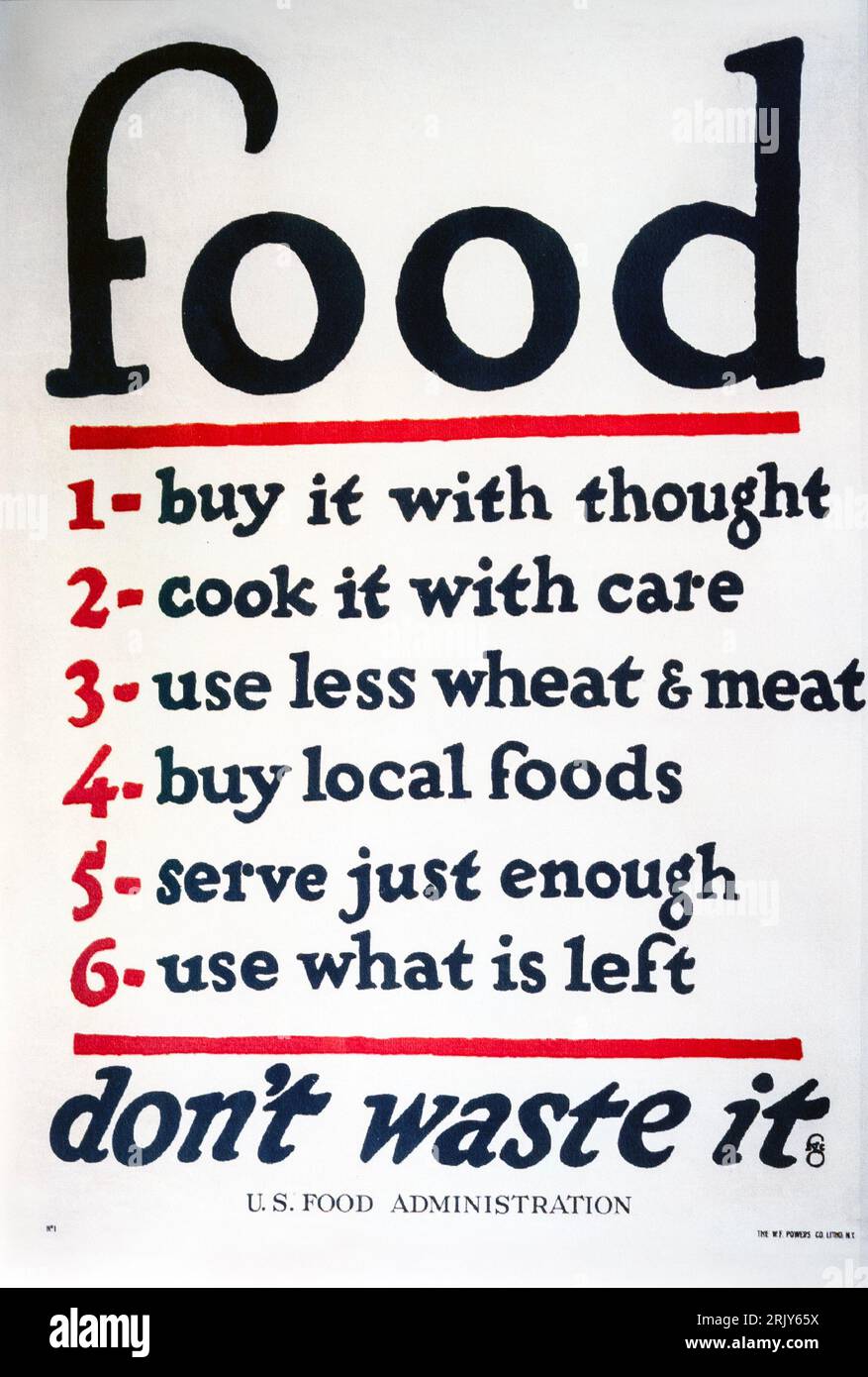 Food dont waste it poster from world war one 1 hi-res stock photography ...