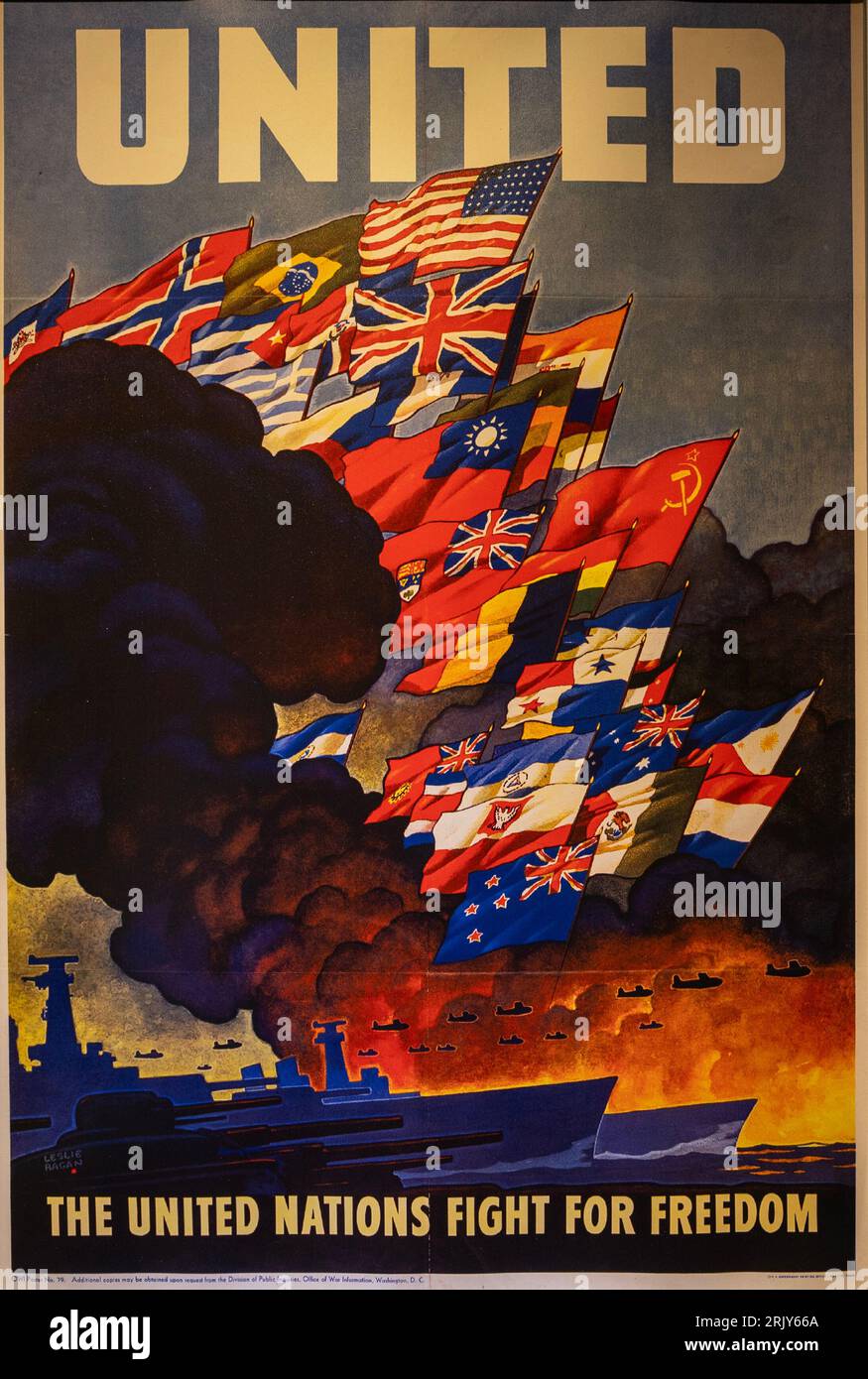 United Nations fight for freedom poster world war 2 Stock Photo - Alamy