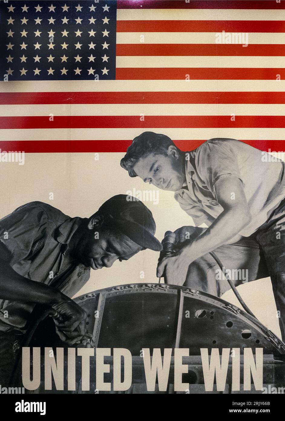 united we win war manpower commission poster Stock Photo - Alamy