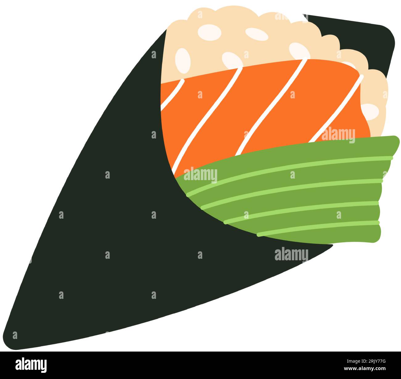 Sake hand roll. Japanese cuisine, traditional food. Vector illustration ...