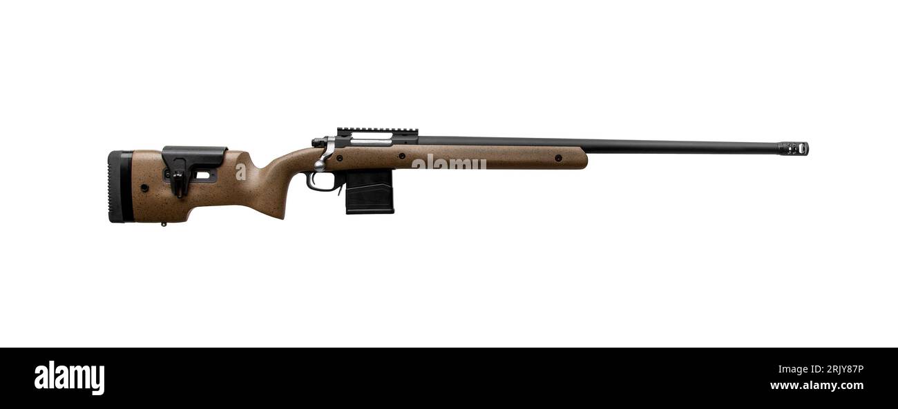 Modern bolt carbine isolated on white background. Weapons for sports ...