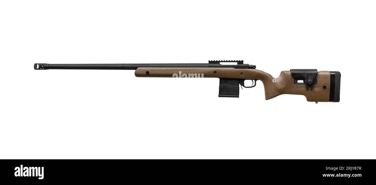 Modern bolt carbine isolated on white background. Weapons for sports ...