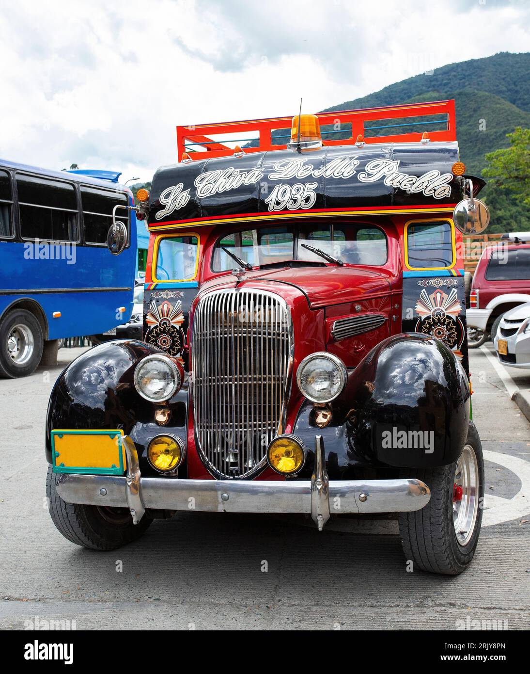 Heliconia, Antioquia - Colombia - July 30, 2023. Chiva or ladder truck ...