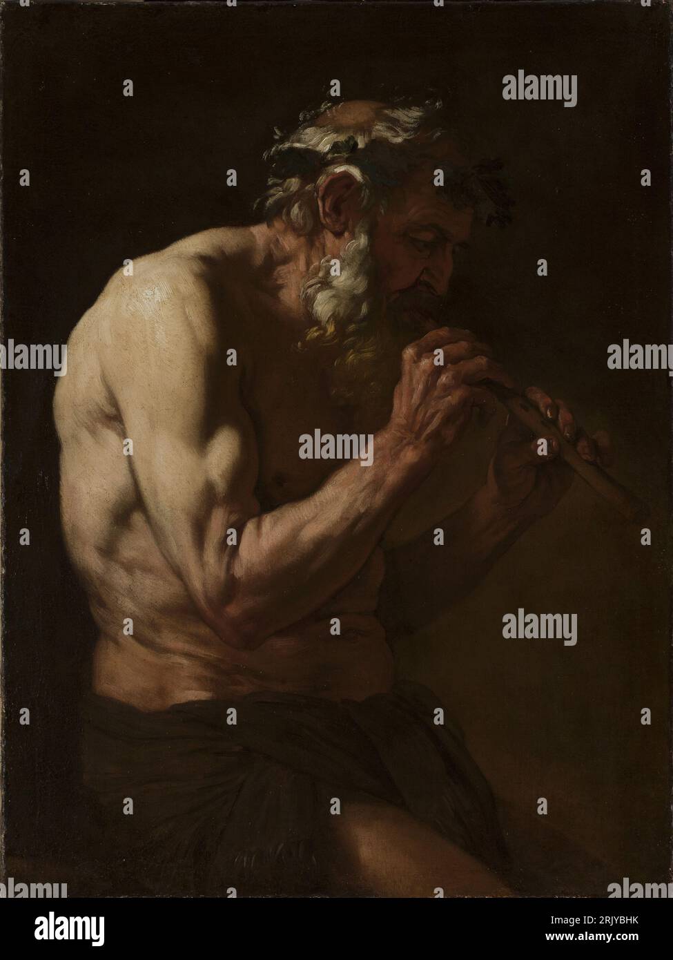 Faun playing the flute. between 1650 and 1700 by Johann Carl Loth Stock ...
