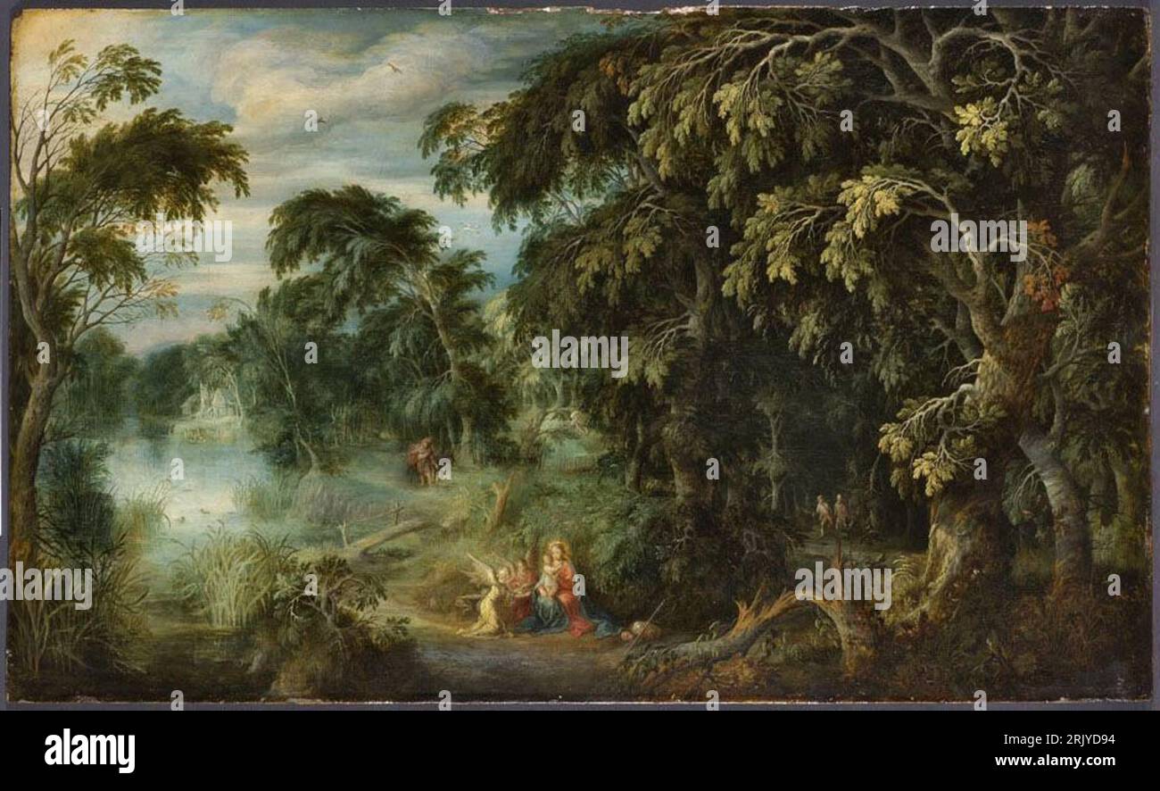 Forest scenery with the flight to Egypt circa 1620 by Alexander ...