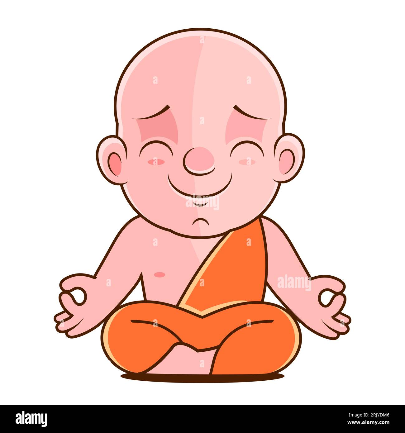 Buddhist monks cartoon character hand draw art illustration Stock ...