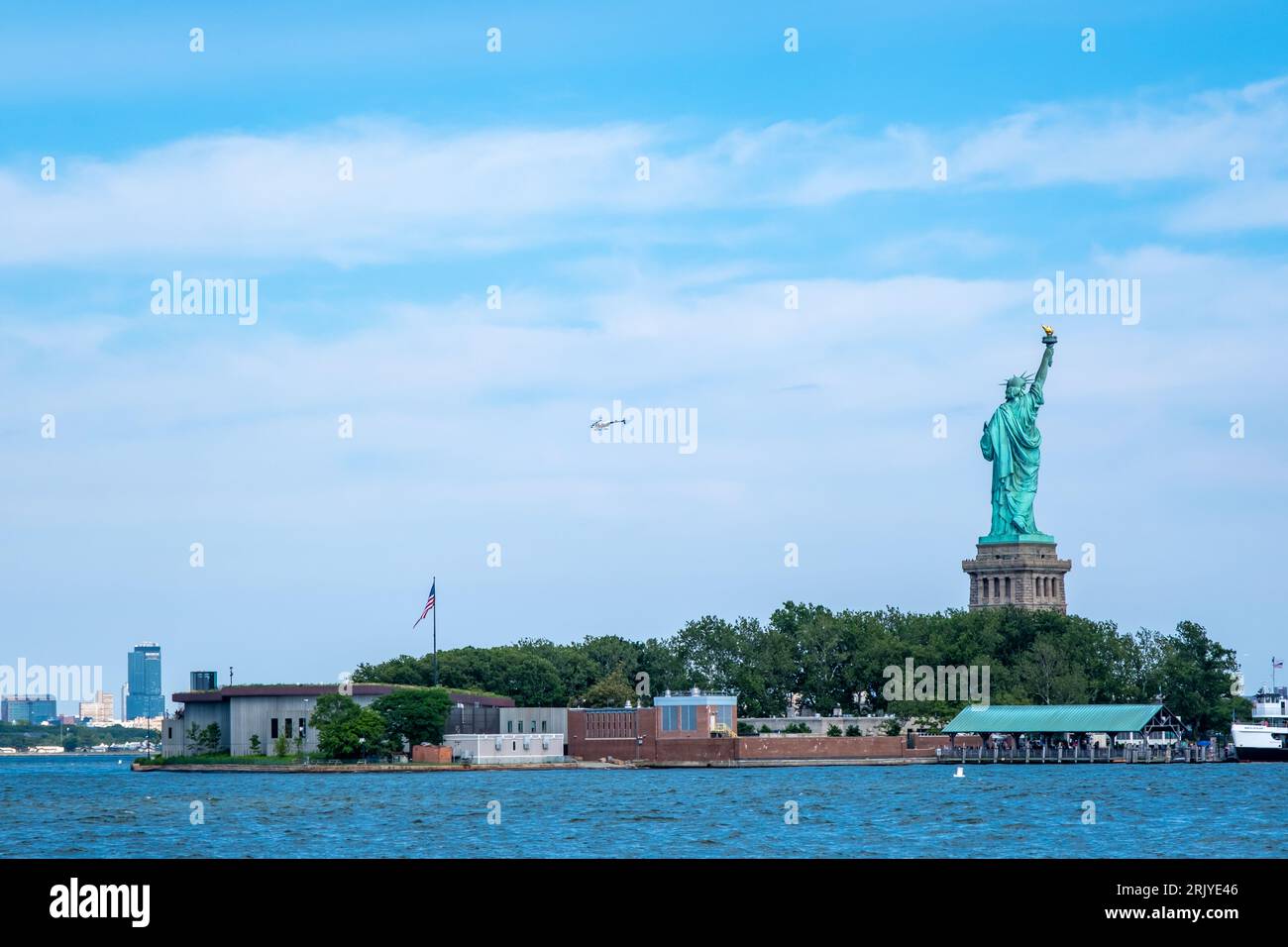 Statue of Liberty viewed from Liberty State Park in summer Stock Photo ...