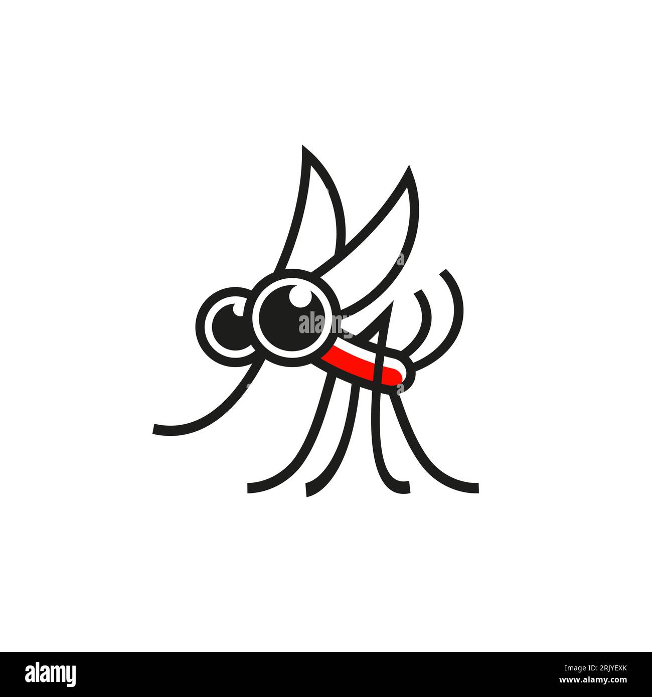 Vector sketch hand drawn mosquito silhouette, line art with black lines ...