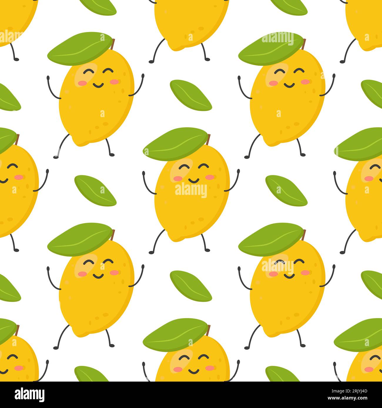 Seamless pattern of cute colorful yellow lemons. Banner, flyer ...
