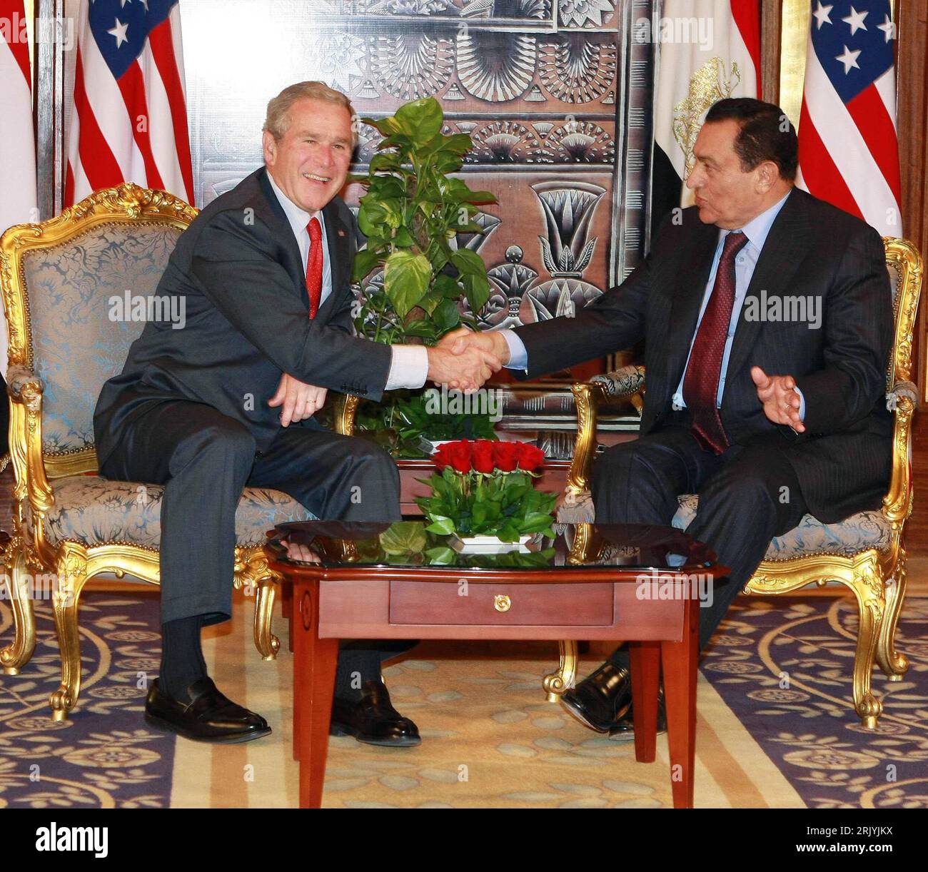 Hosni mubarak bush hi-res stock photography and images - Alamy