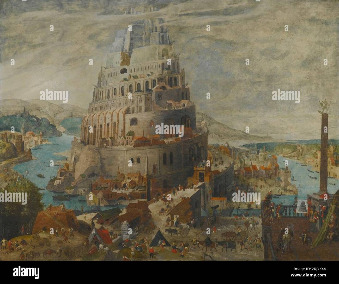 The Tower of Babel 1595 by Abel Grimmer Stock Photo - Alamy
