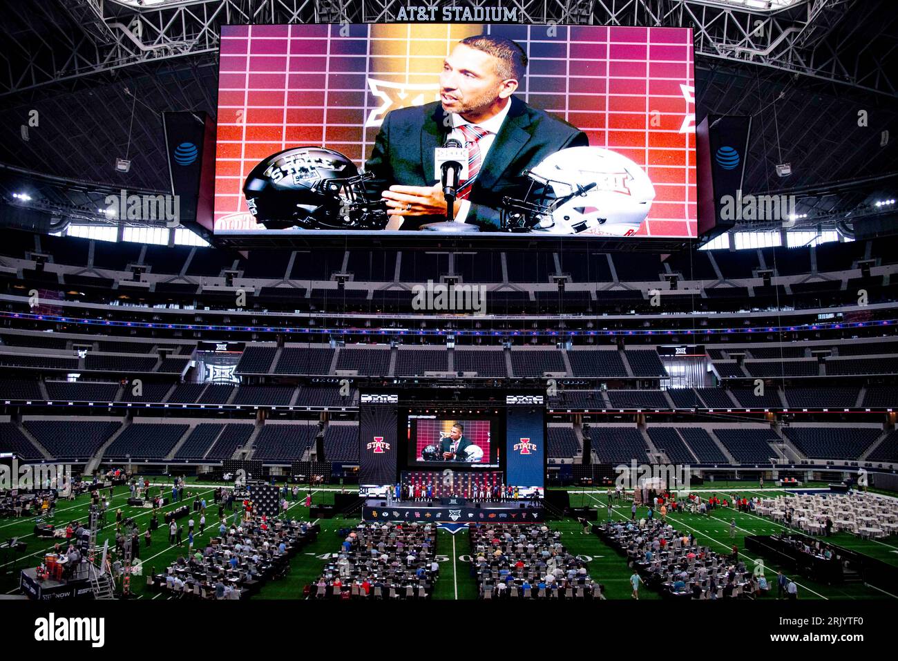 Iowa State head football coach Matt Campbell answers questions from ...