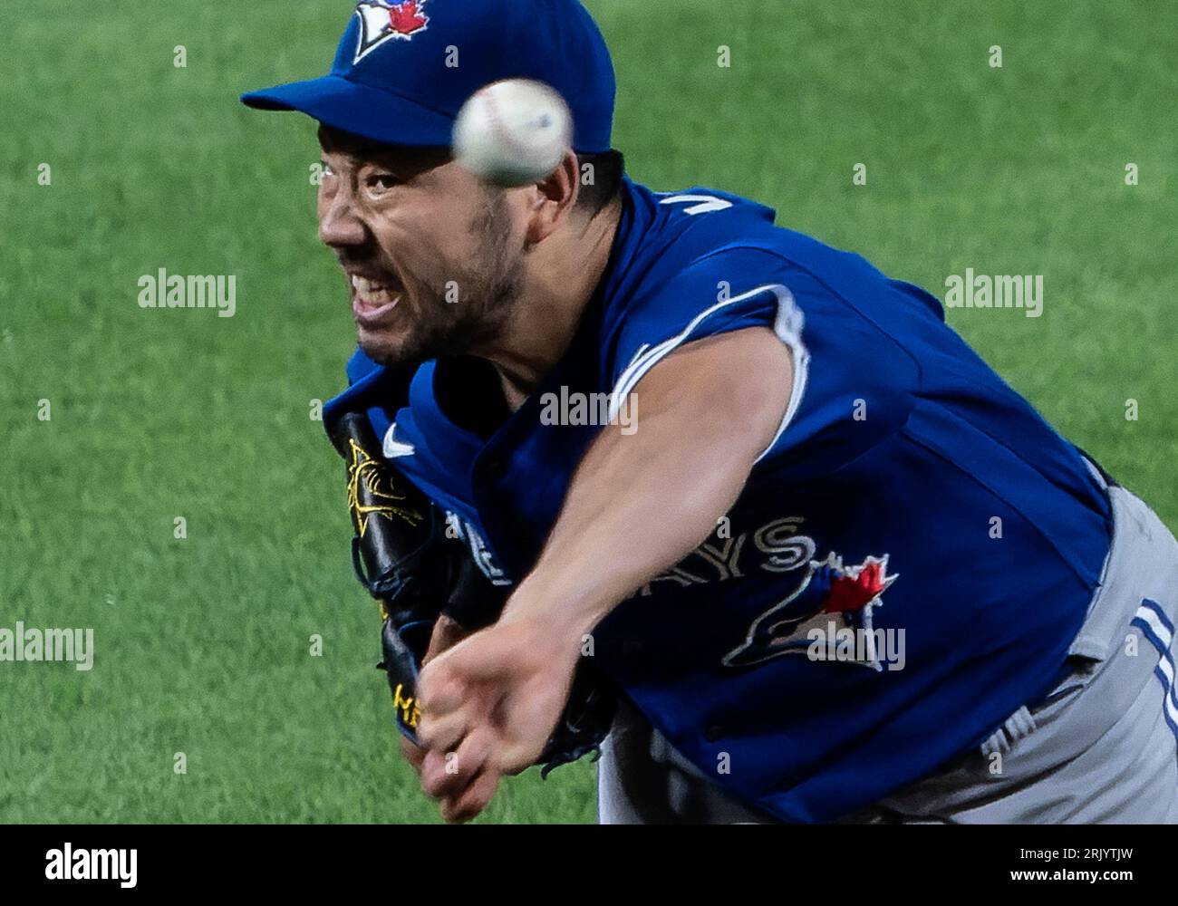 Toronto Blue Jays starting pitcher Yusei Kikuchi on the mound Stock ...