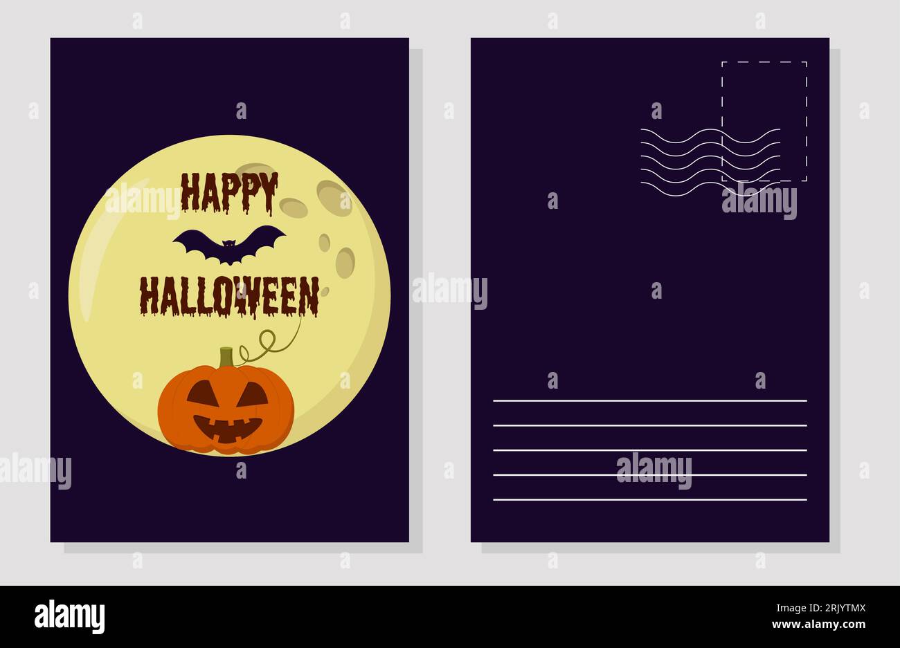A postcard template for the Halloween holiday. An ominous pumpkin, and ...