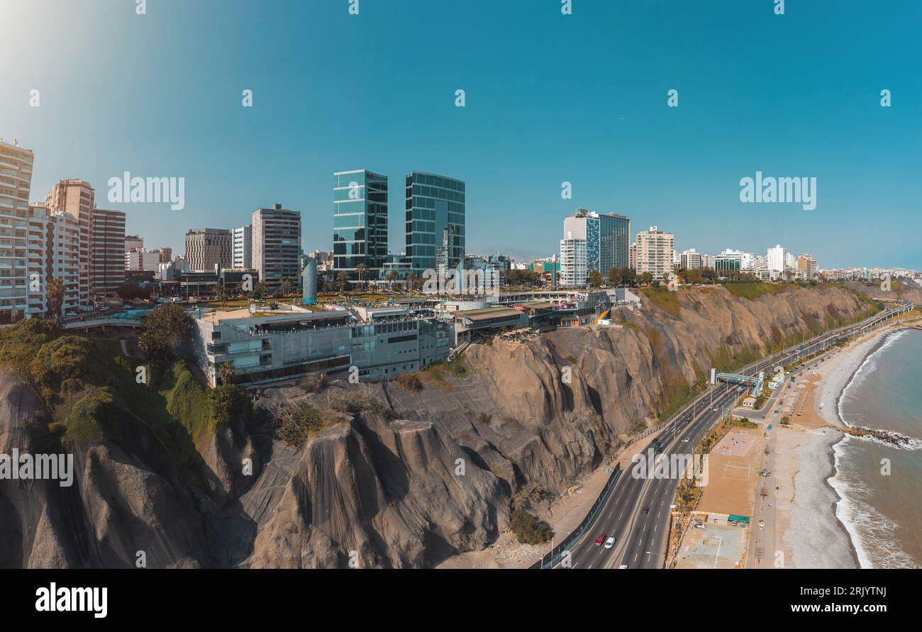 Aerial view of the miraflores district in lima, peru hi-res stock ...