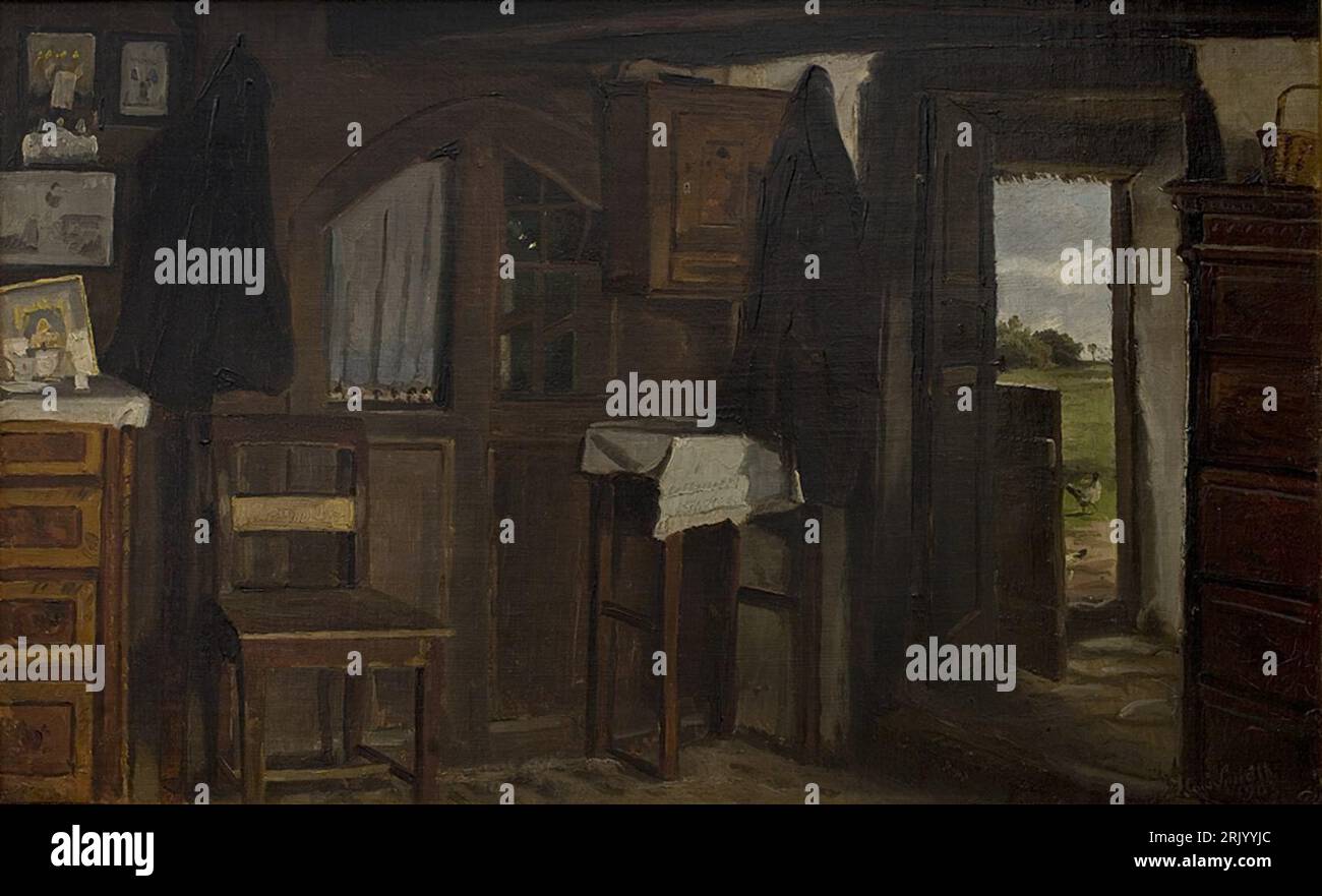 Interiør fra et bondehus 1903 by Hans Smidth Stock Photo - Alamy
