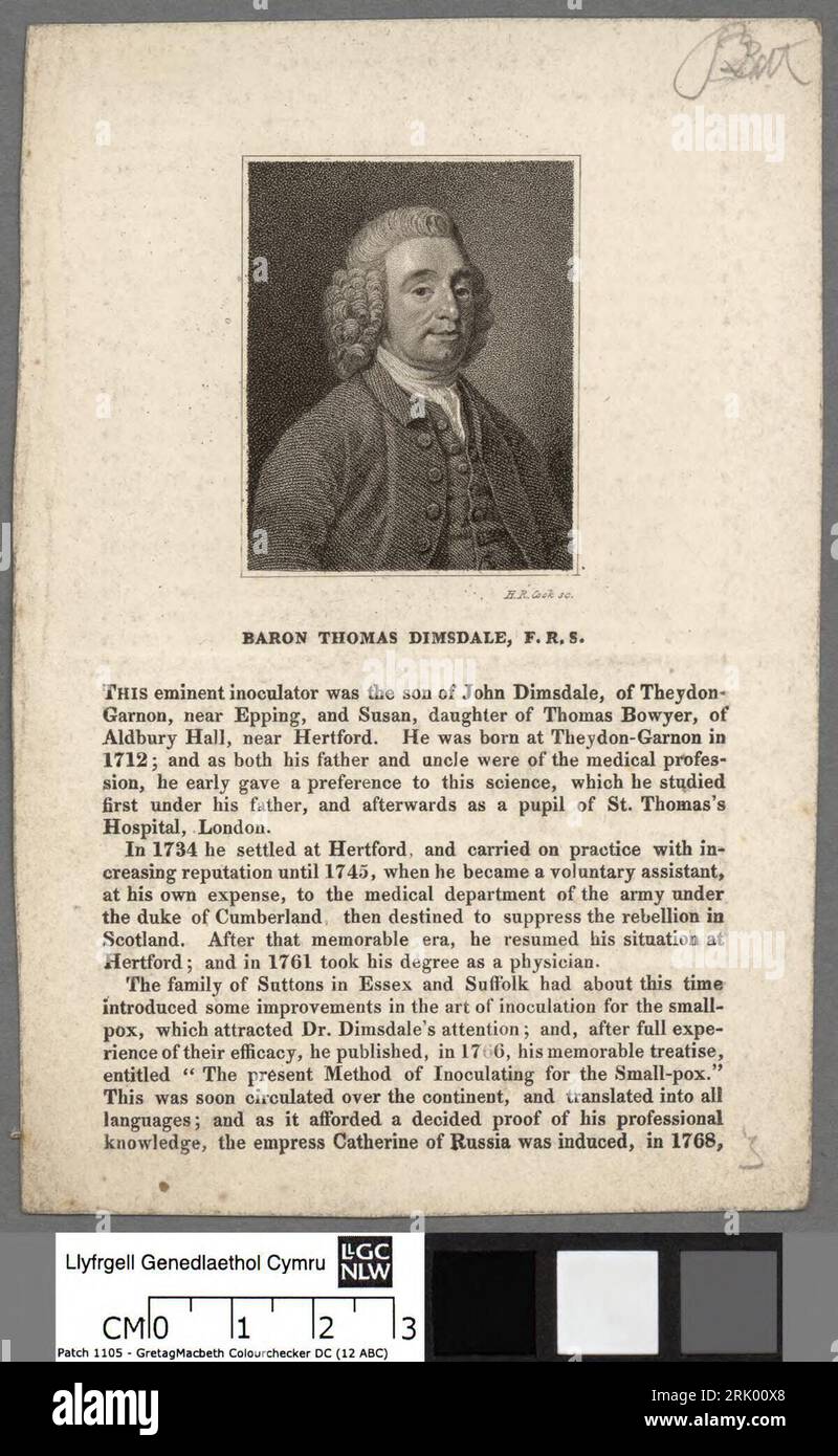 Baron Thomas Dimsdale, F.R.S 1820 by Henry Richard Cook Stock Photo - Alamy