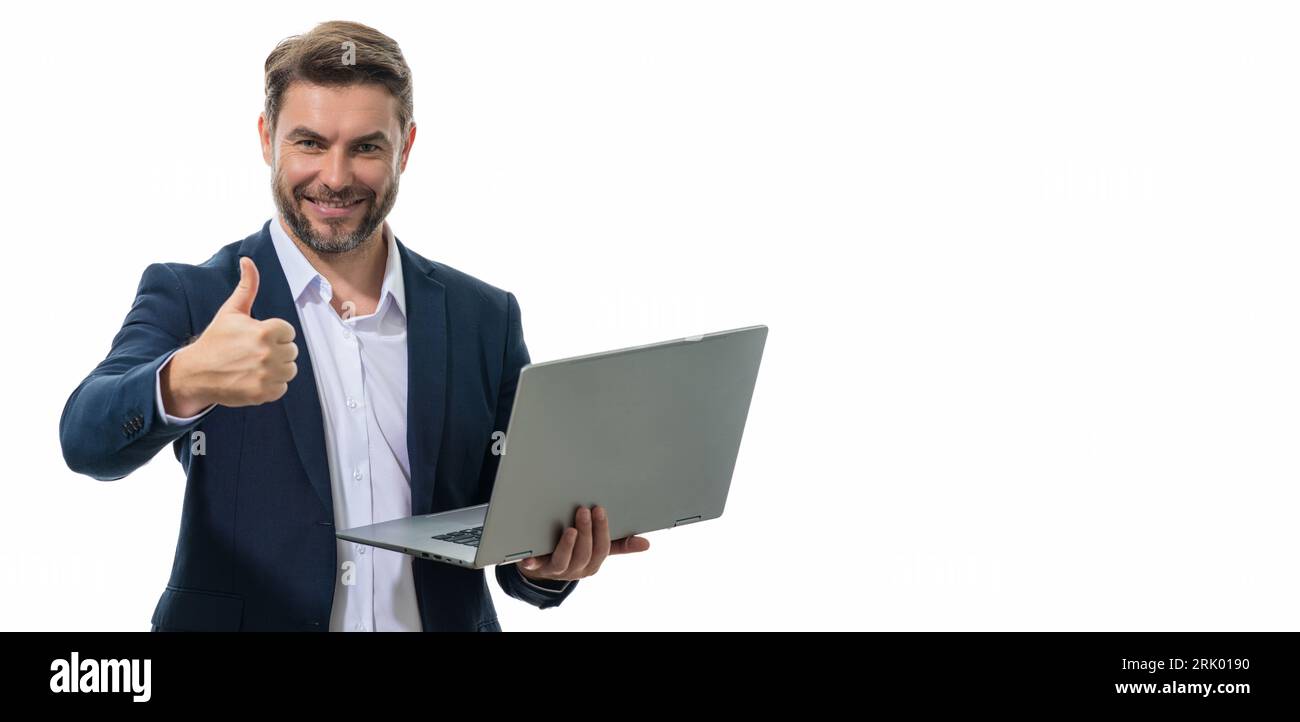 Entrepreneur working with a laptop. Business man man using laptop ...