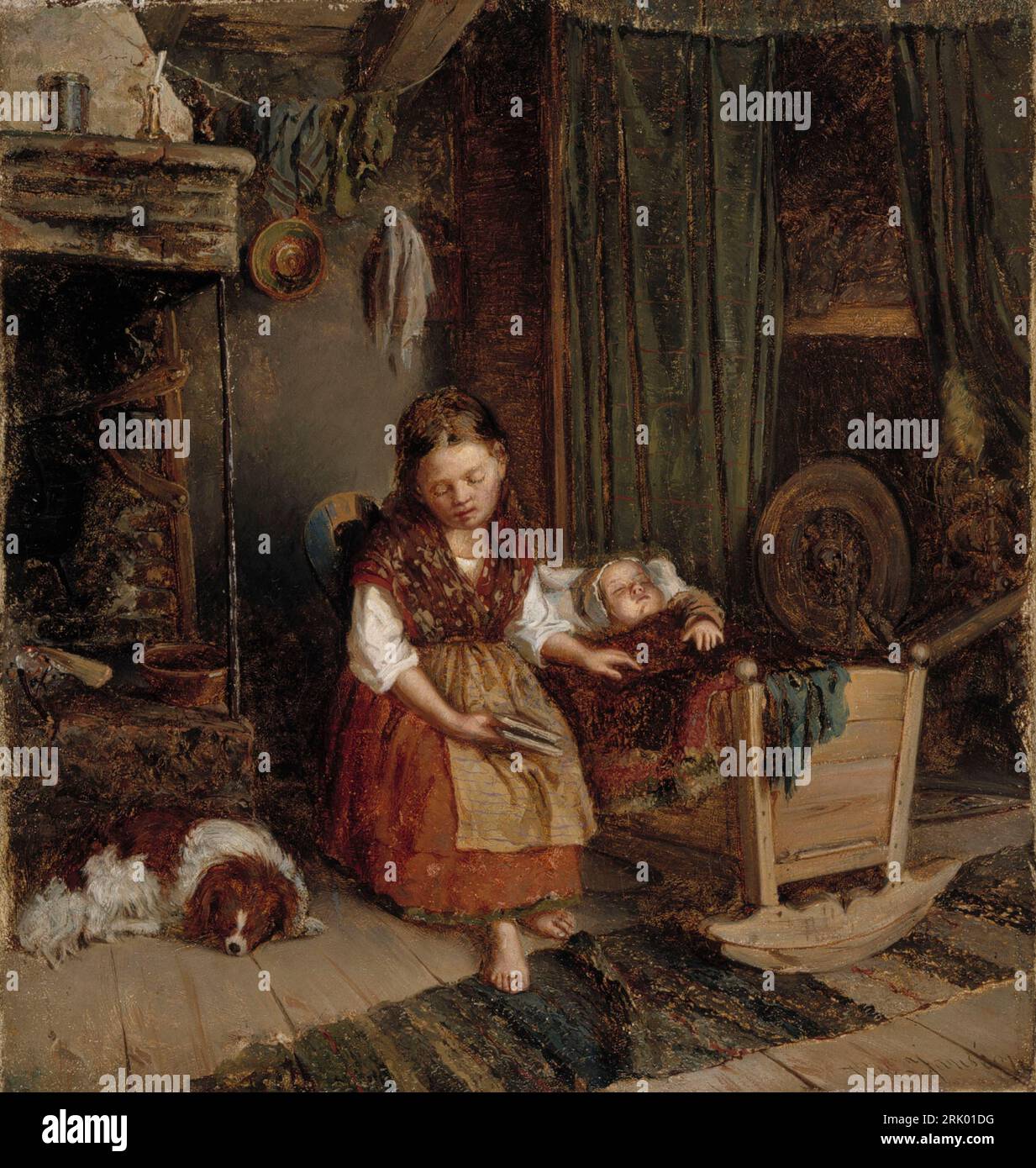 Flicka som insomnat vid daggan 1866 by Karl Jansson Stock Photo - Alamy