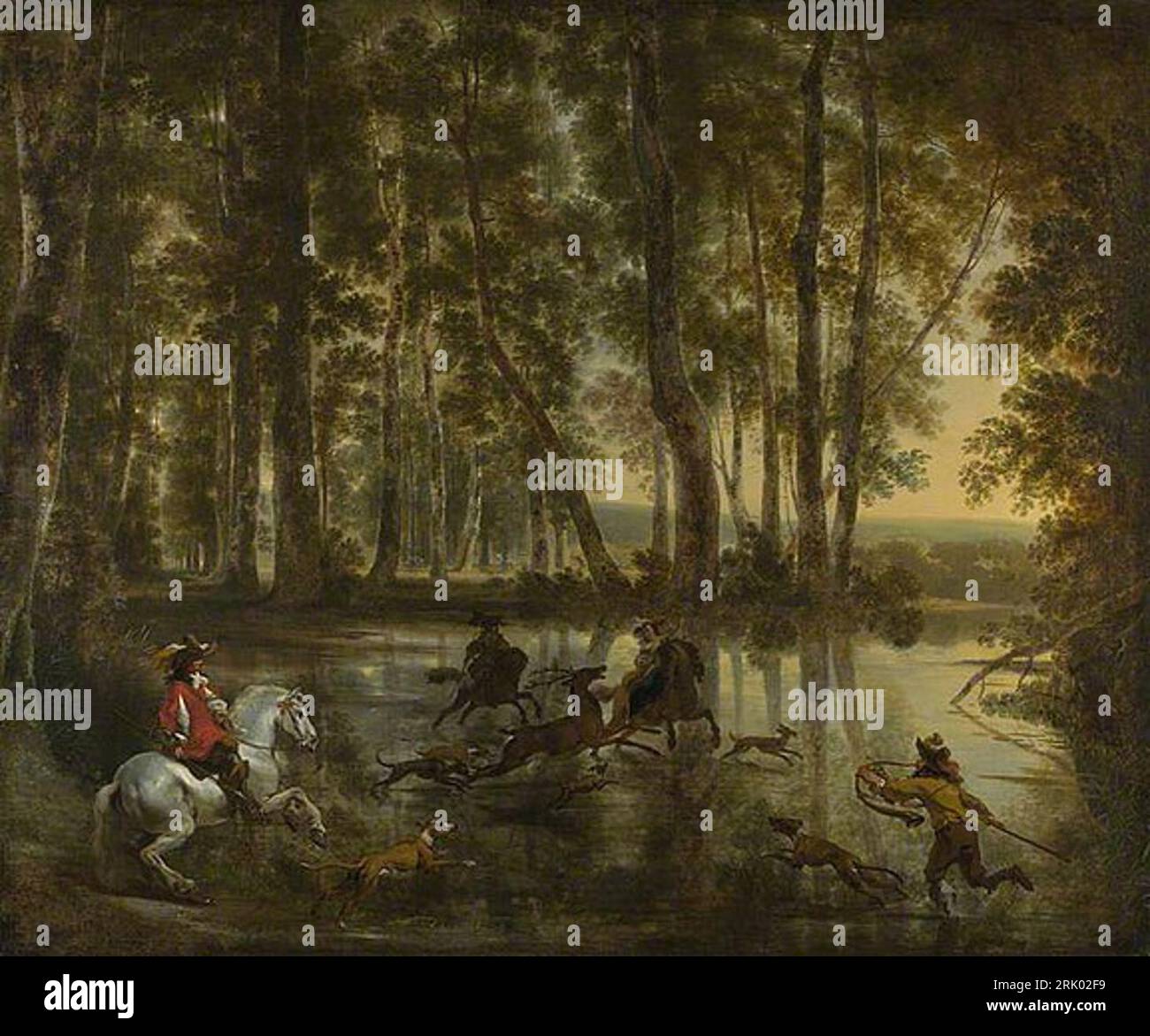 A Stag Hunt in a Forest between 1658 and 1662 by Jan Hackaert Stock ...
