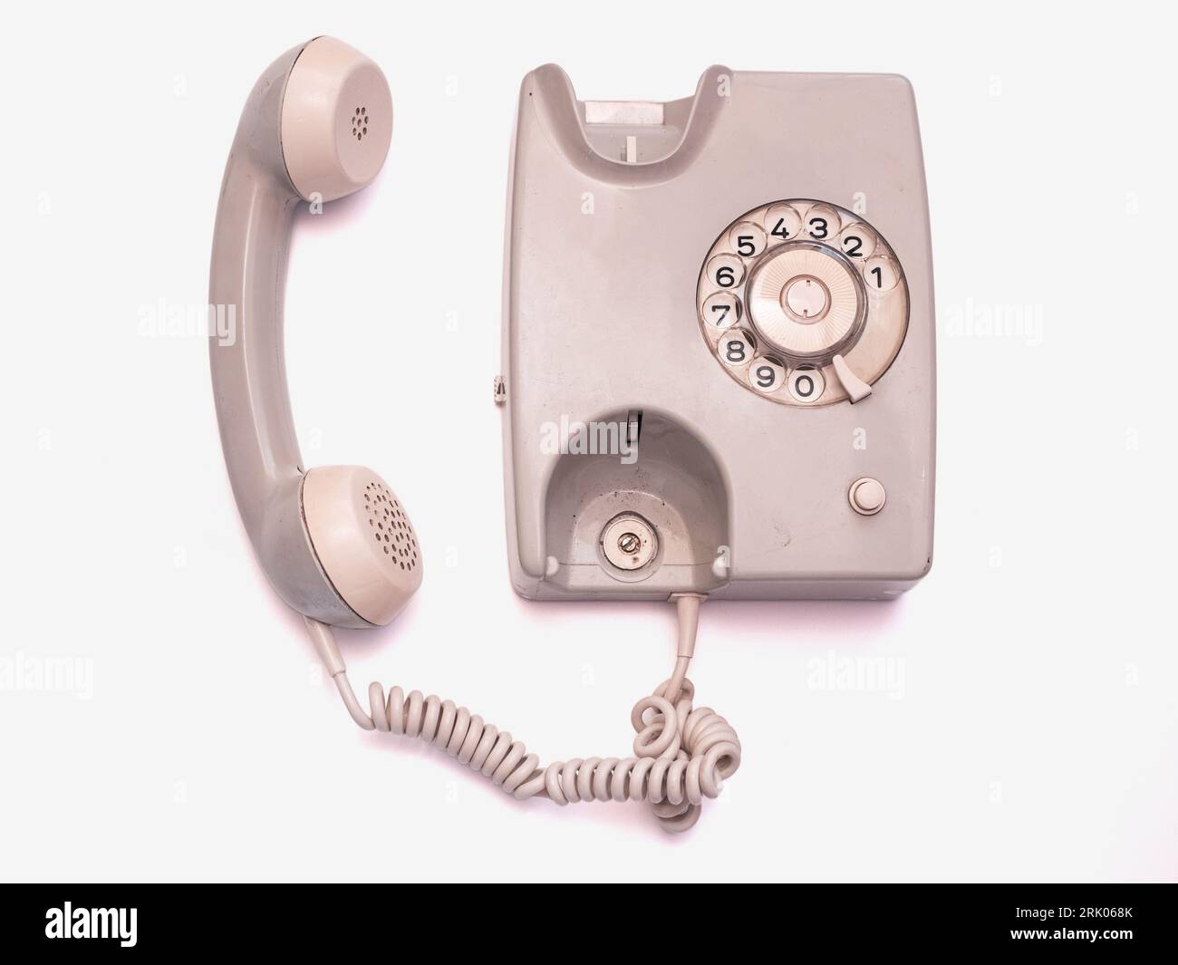 A grey green rotary phone is isolated at a white background Stock Photo ...