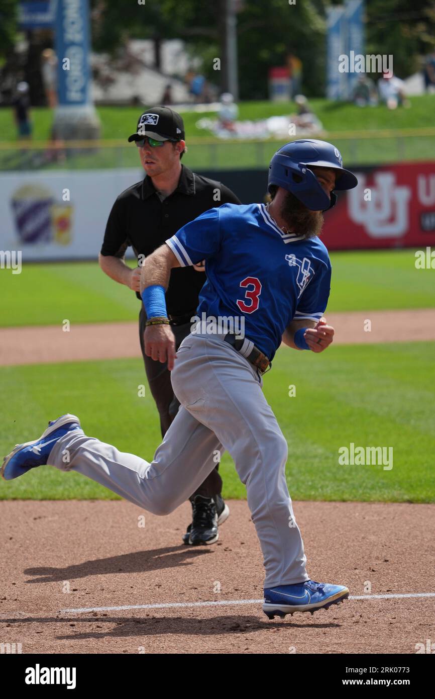 August 20 2023: Oklahoma City center fielder Drew Avans (3) rounding ...