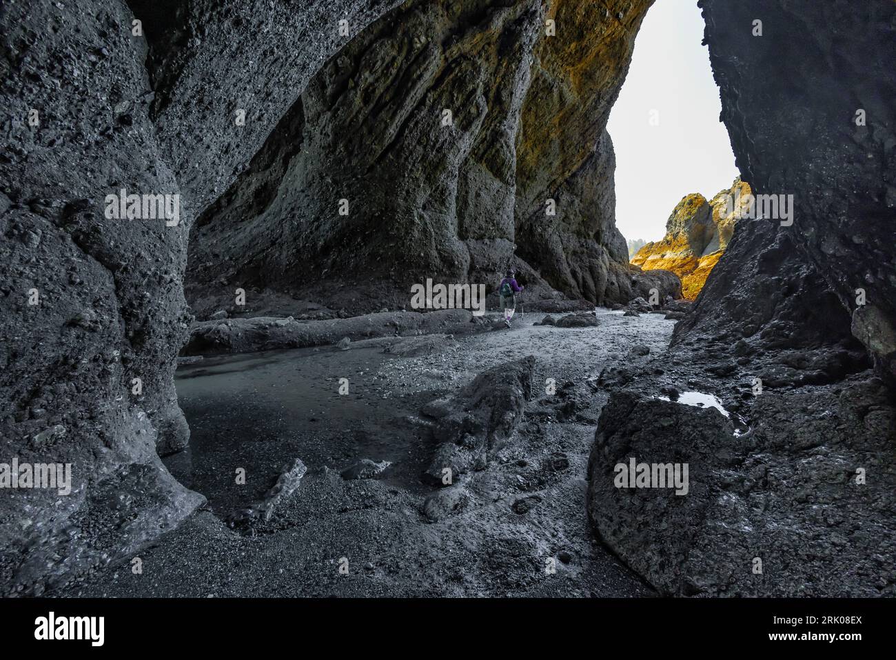 Exploring the tidepools and wave-eroded breccia rock formations of ...