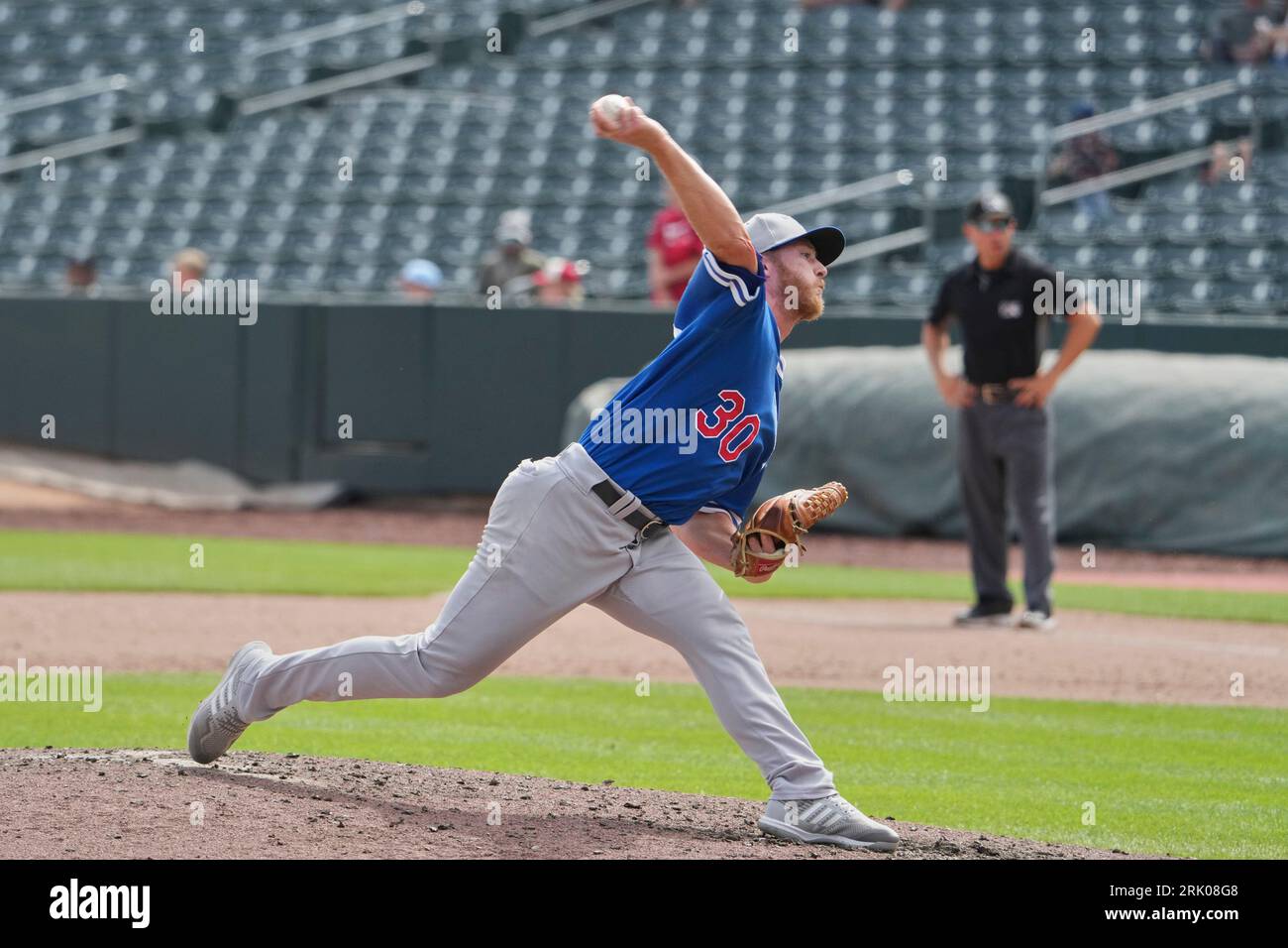 August 20 2023: Oklahoma City pitcher Jake Reed (19) throws a pitch ...