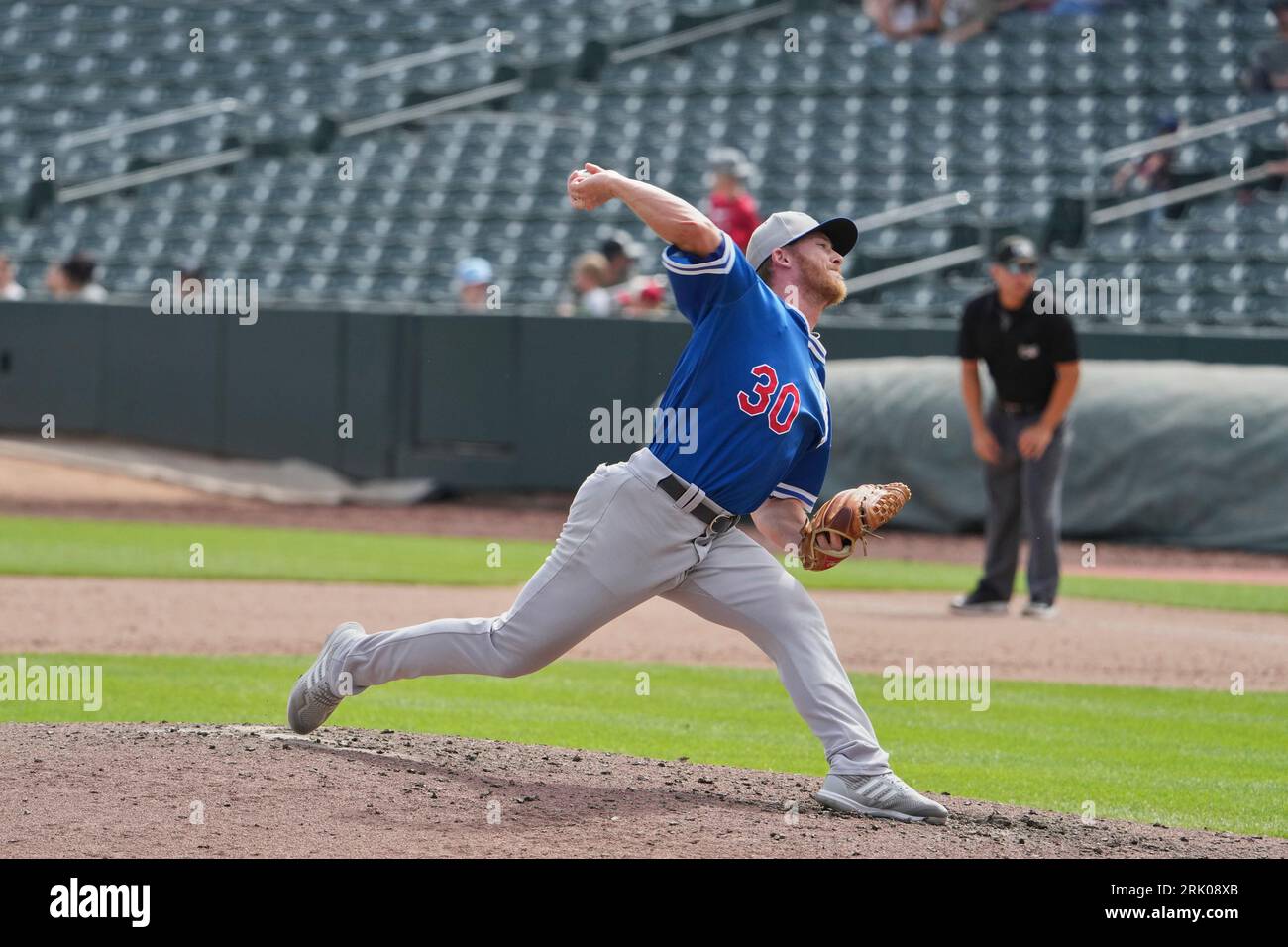 August 20 2023: Oklahoma City pitcher Jake Reed (19) throws a pitch ...