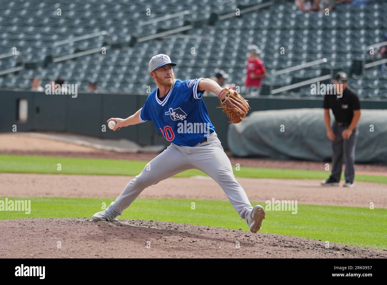August 20 2023: Oklahoma City pitcher Jake Reed (19) throws a pitch ...
