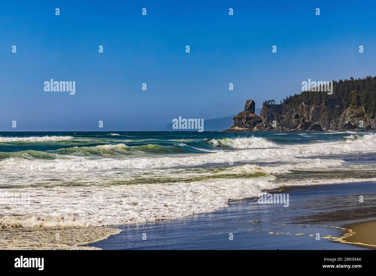 View north toward a rocky point along Shi Shi Beach, Olympic National ...