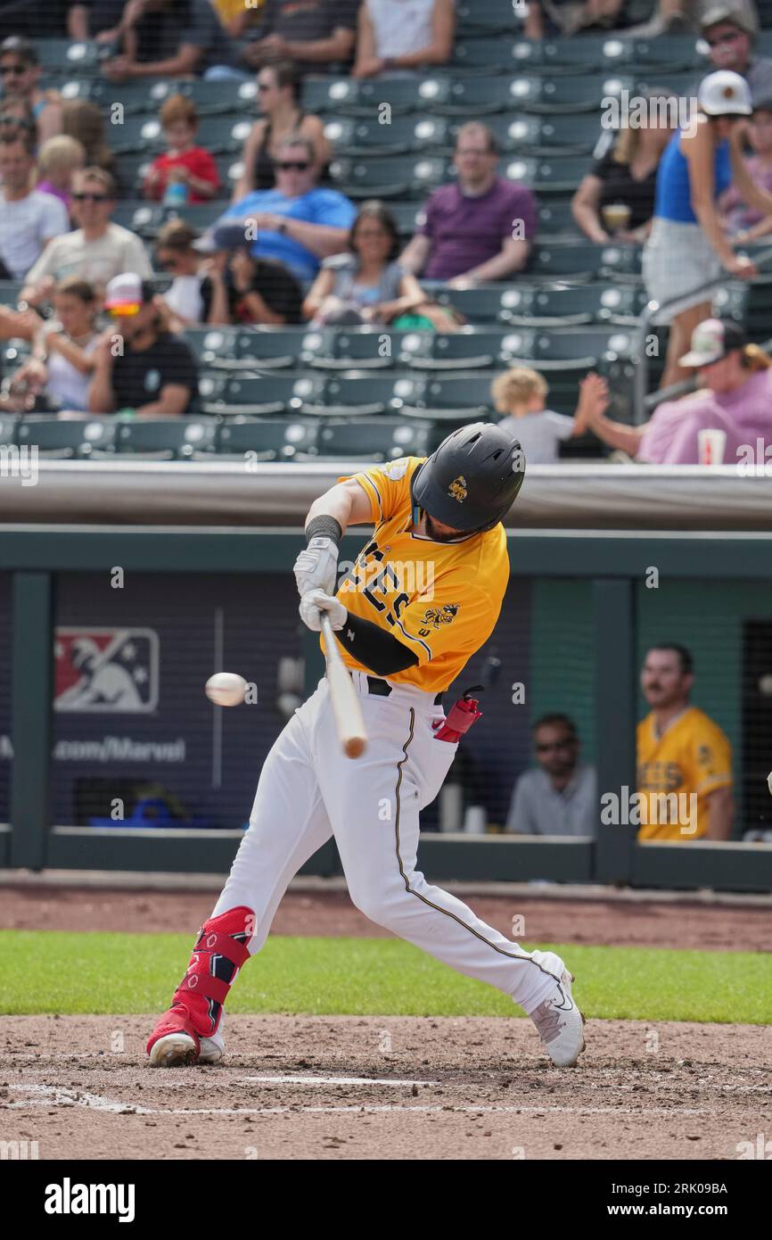 August 20 2023: Salt Lake catcher Hunter Feduccia (9) hits a homer ...