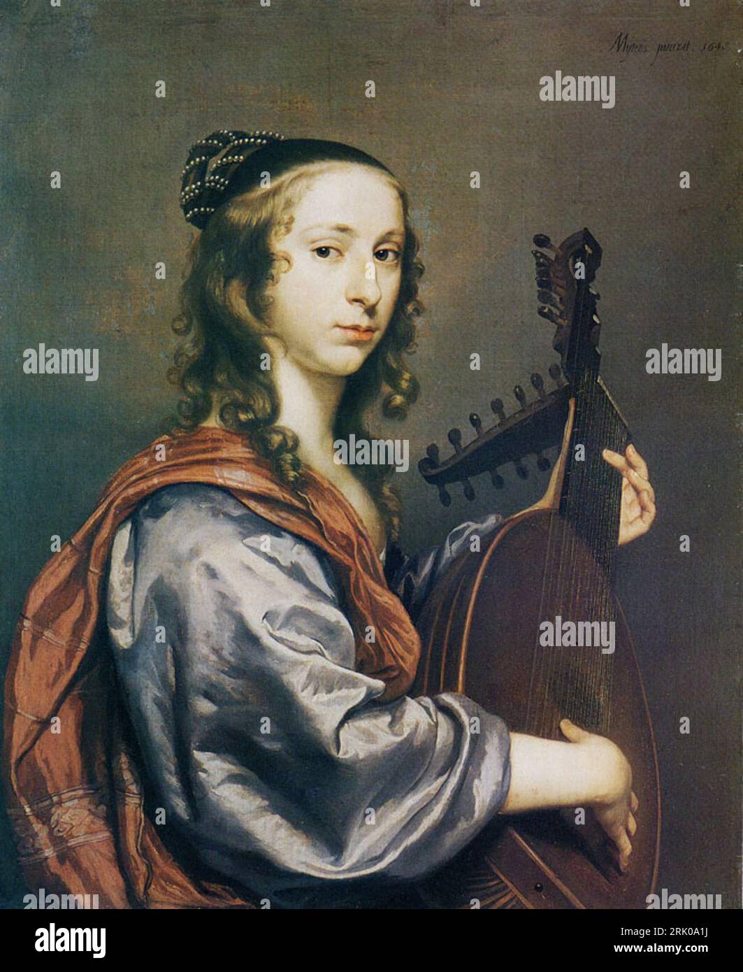 Portrait of a Lady Playing a Lute 1648 by Johannes Mytens Stock Photo ...
