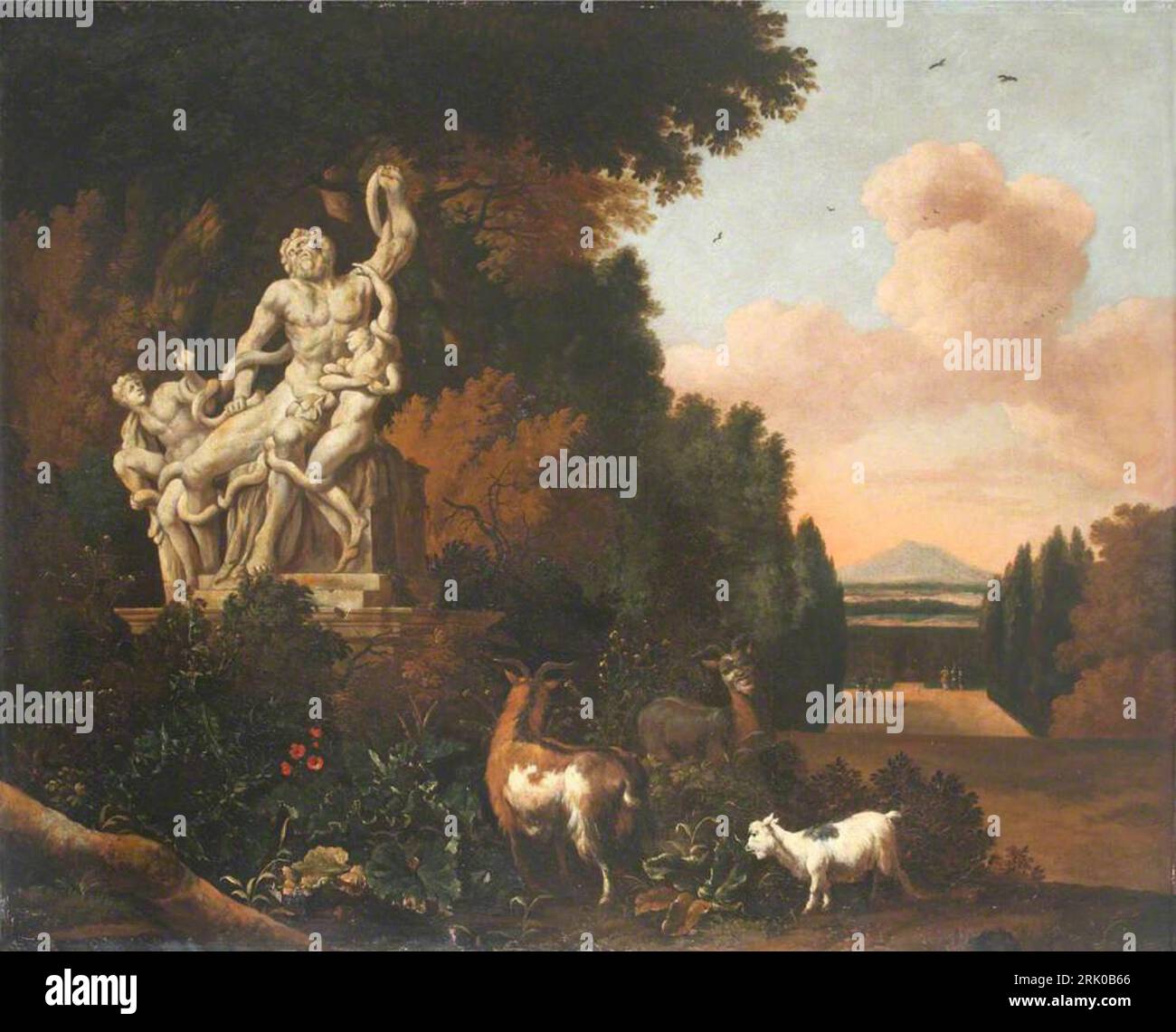 Landscape with Goats and a Statue of Laocoön circa 1673 by Abraham ...