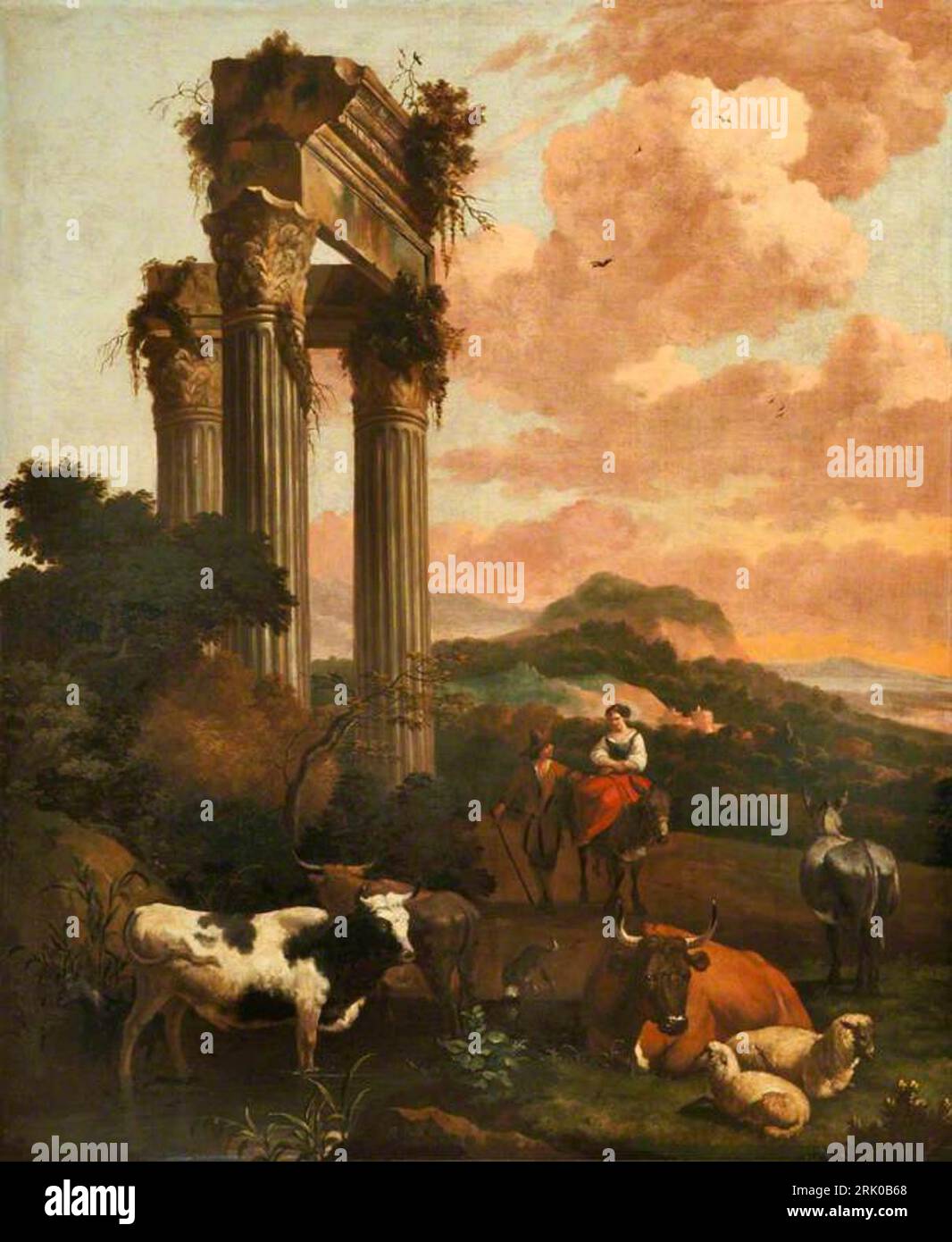 Landscape with Figures, Cattle and Sheep among Classical Ruins circa ...