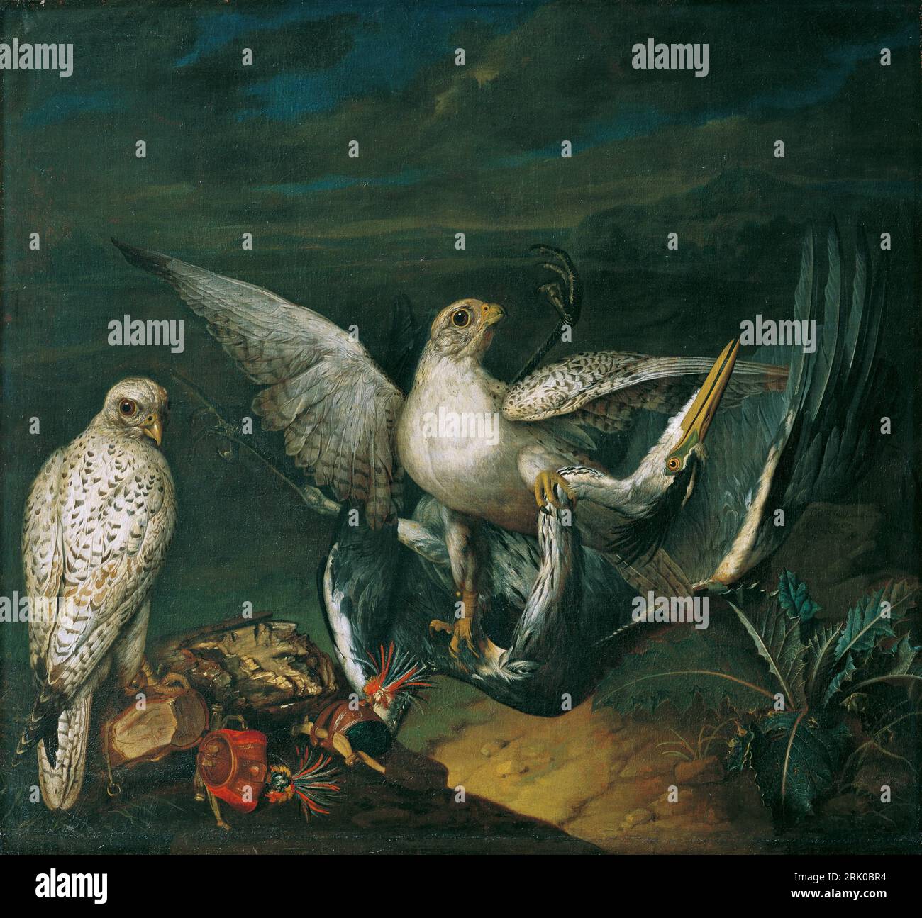 Bird piece, with four different vultures 1748 by Philipp Ferdinand de ...