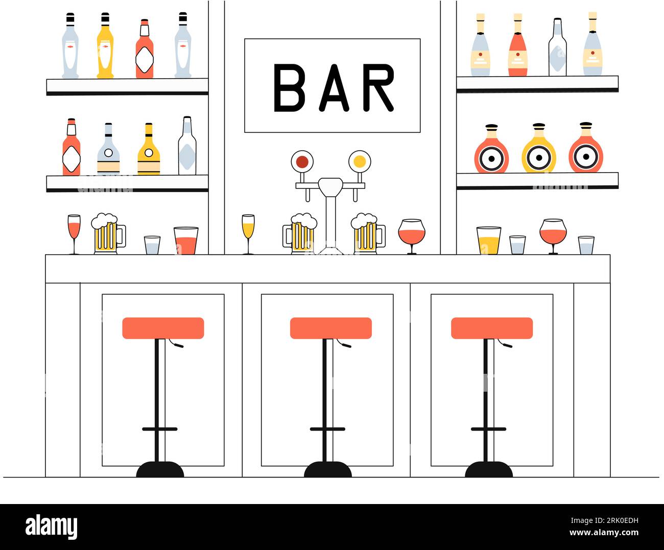 Night bar vector line concept Stock Vector Image & Art - Alamy