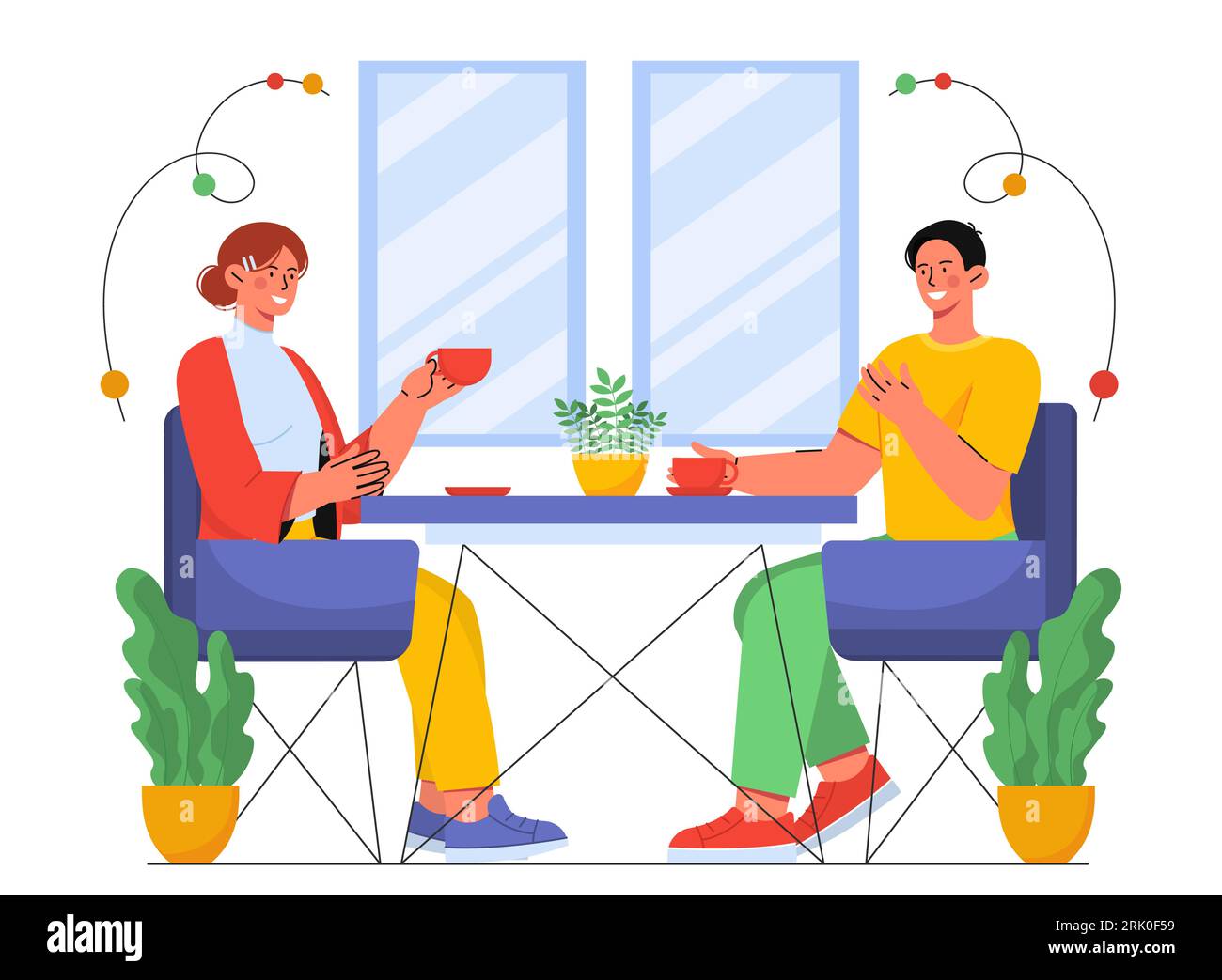 Couple sitting outdoor cafe in Stock Vector Images - Alamy