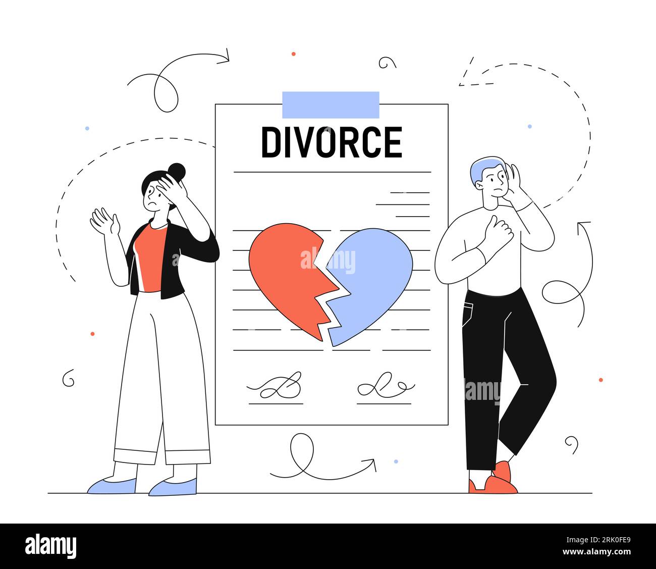 Family with divorce vector line concept Stock Vector Image & Art - Alamy