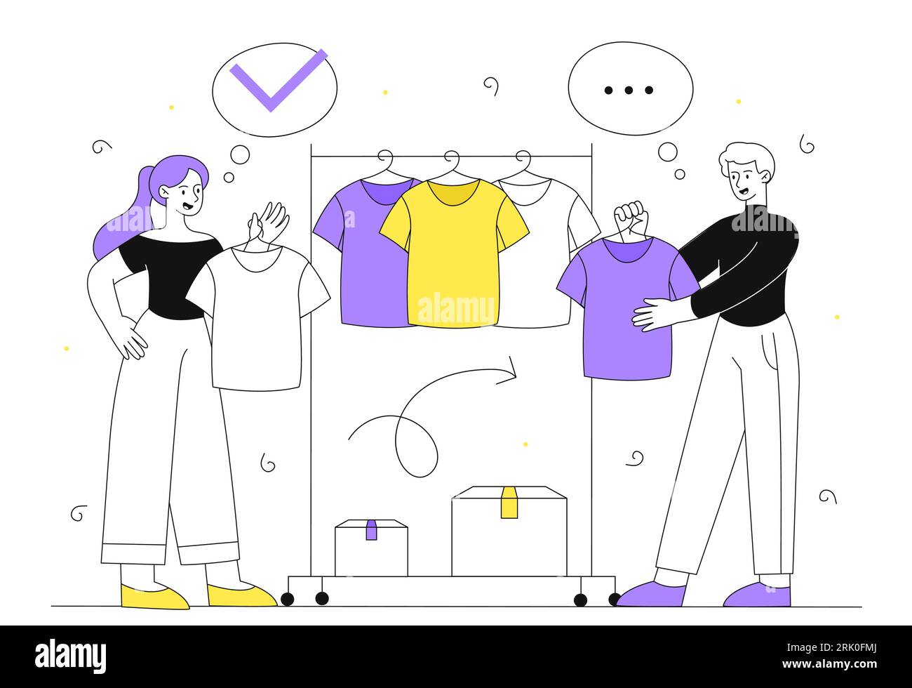 People choose clothes vector line Stock Vector Image & Art - Alamy