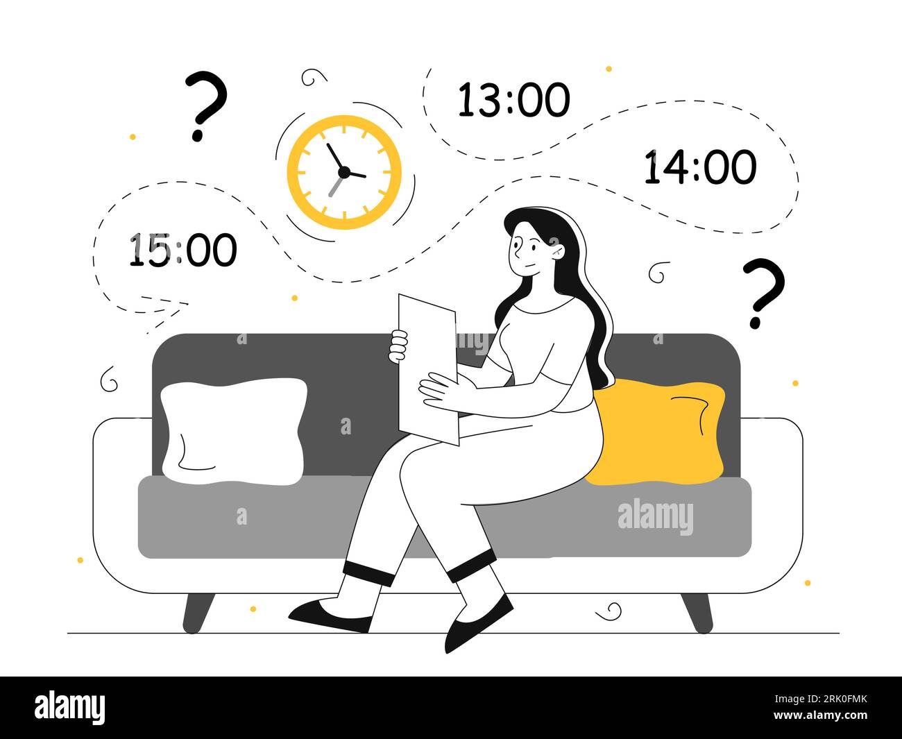 Woman With Expectation Vector Line Concept Stock Vector Image And Art Alamy