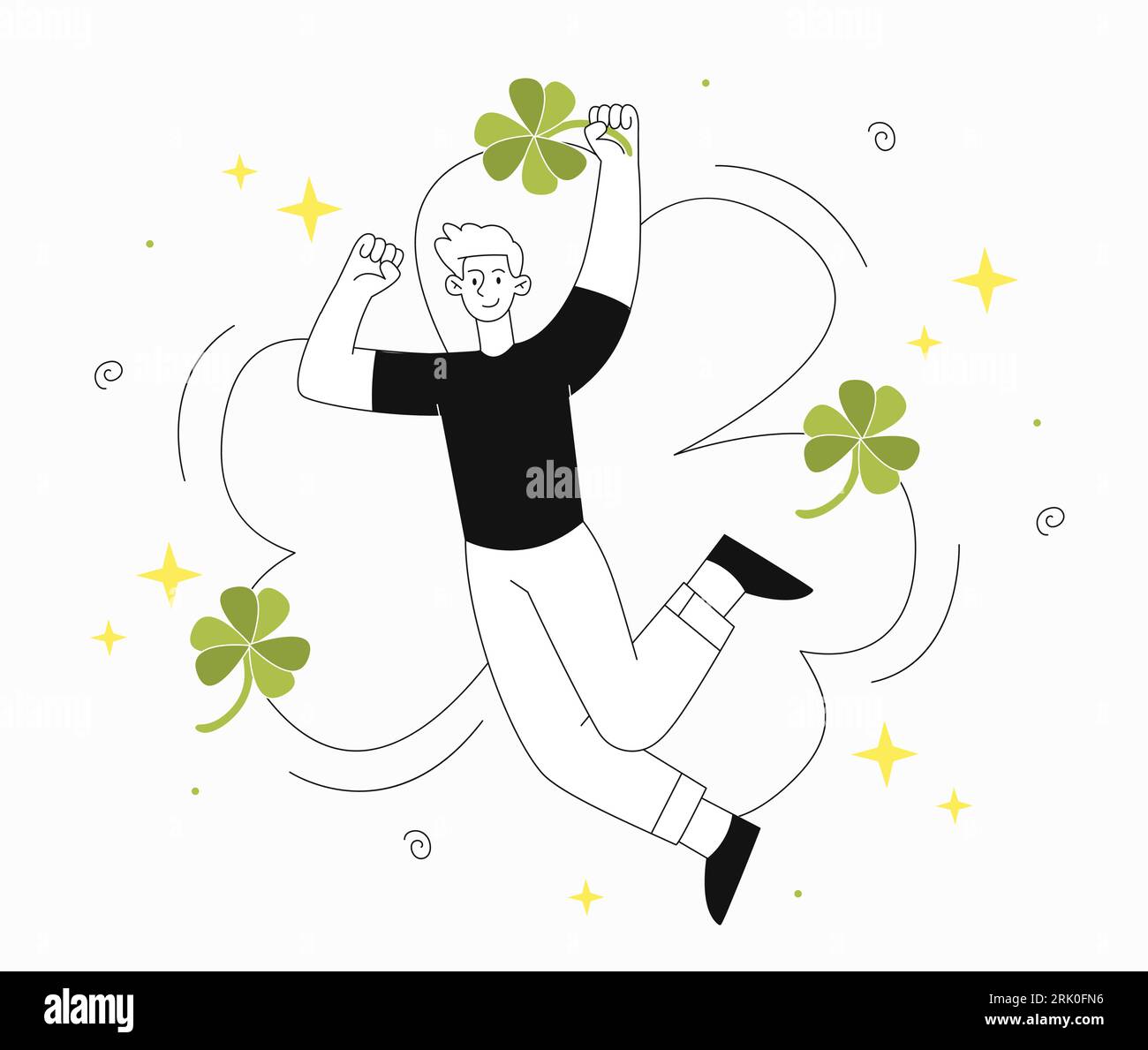 Man with happy clover line vector Stock Vector Image & Art - Alamy