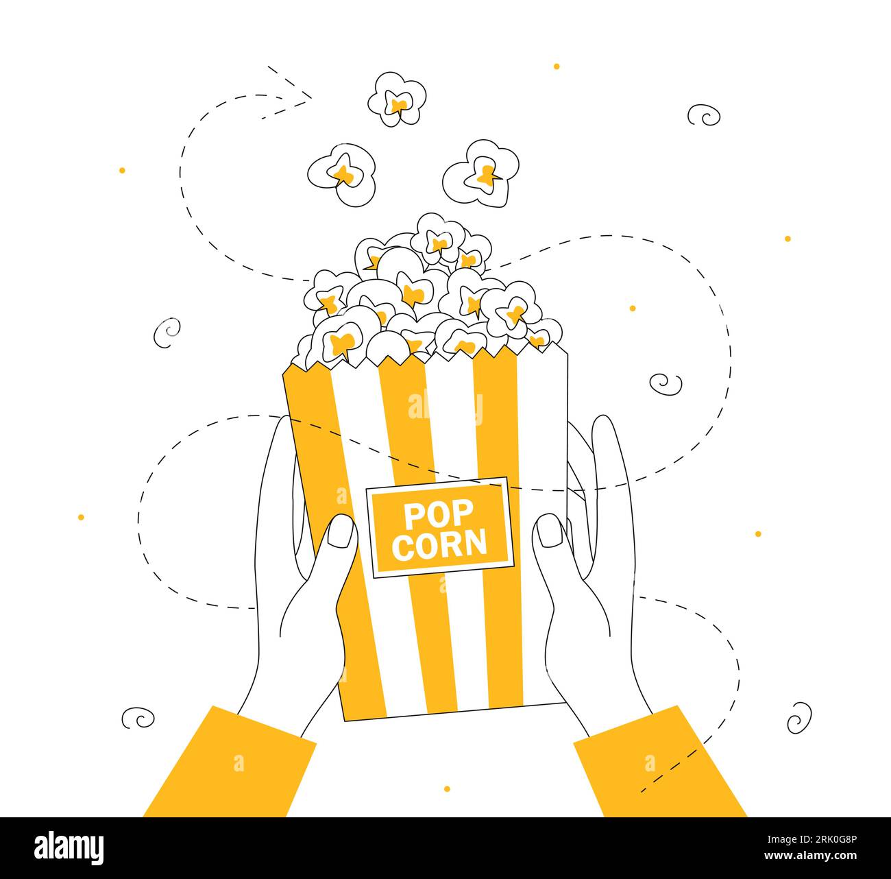 Hands holding popcorn vector line concept Stock Vector Image & Art - Alamy