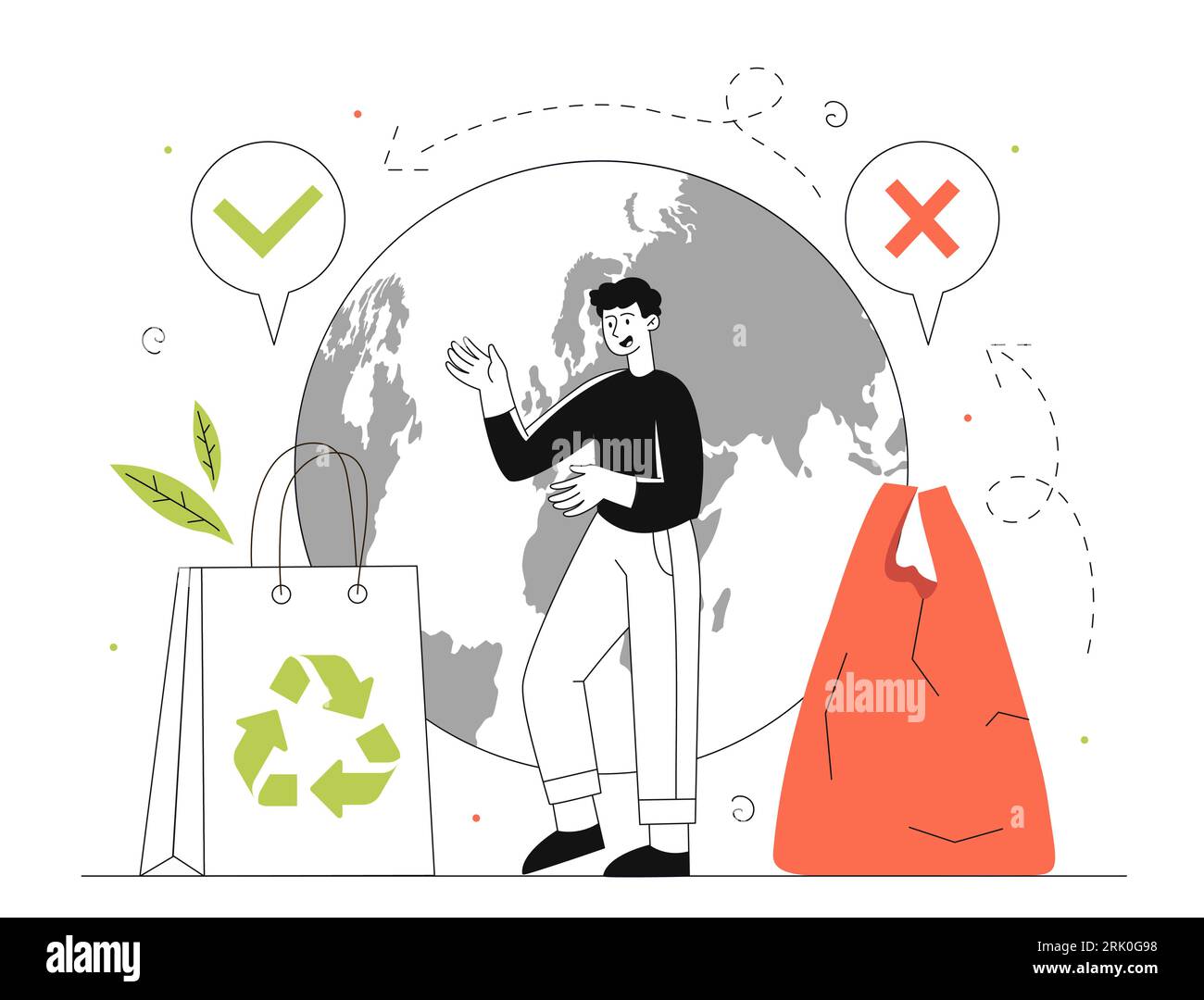 Man with rejection plastic vector line concept Stock Vector Image & Art ...