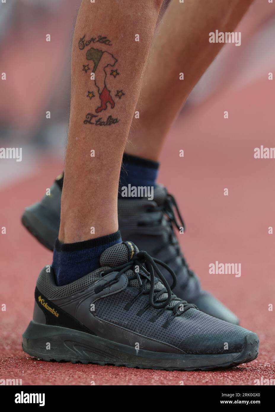 Monaco, Monaco, 20th August 2023. A flag bearer with a tricolour tattoo ...