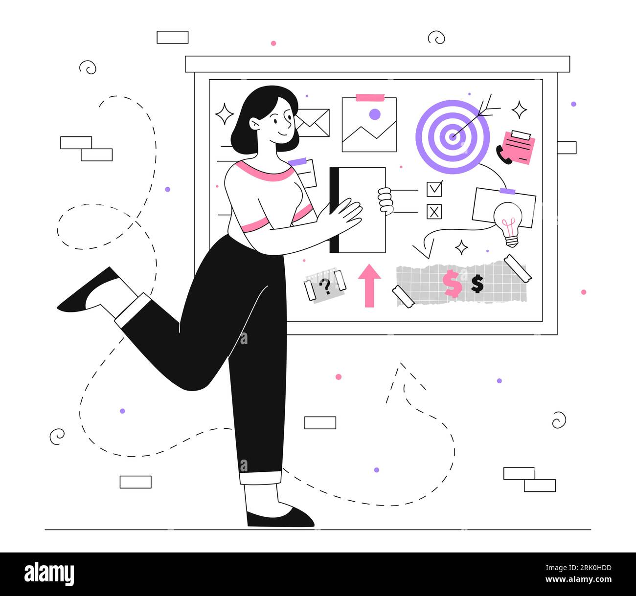 Woman With Visualization Board Vector Line Stock Vector Image And Art Alamy 7459