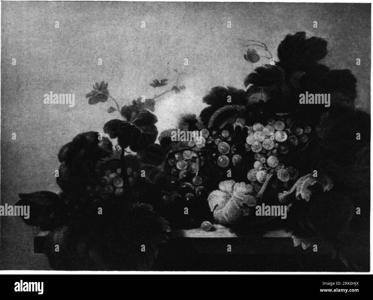 Still life with grapes on a table circa 1650 by Roelof Koets Stock ...
