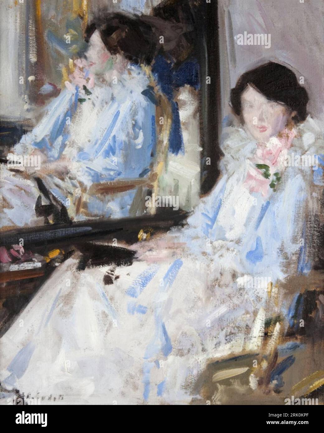 Girl in Blue - Reflections circa 1912 by Francis Cadell Stock Photo - Alamy