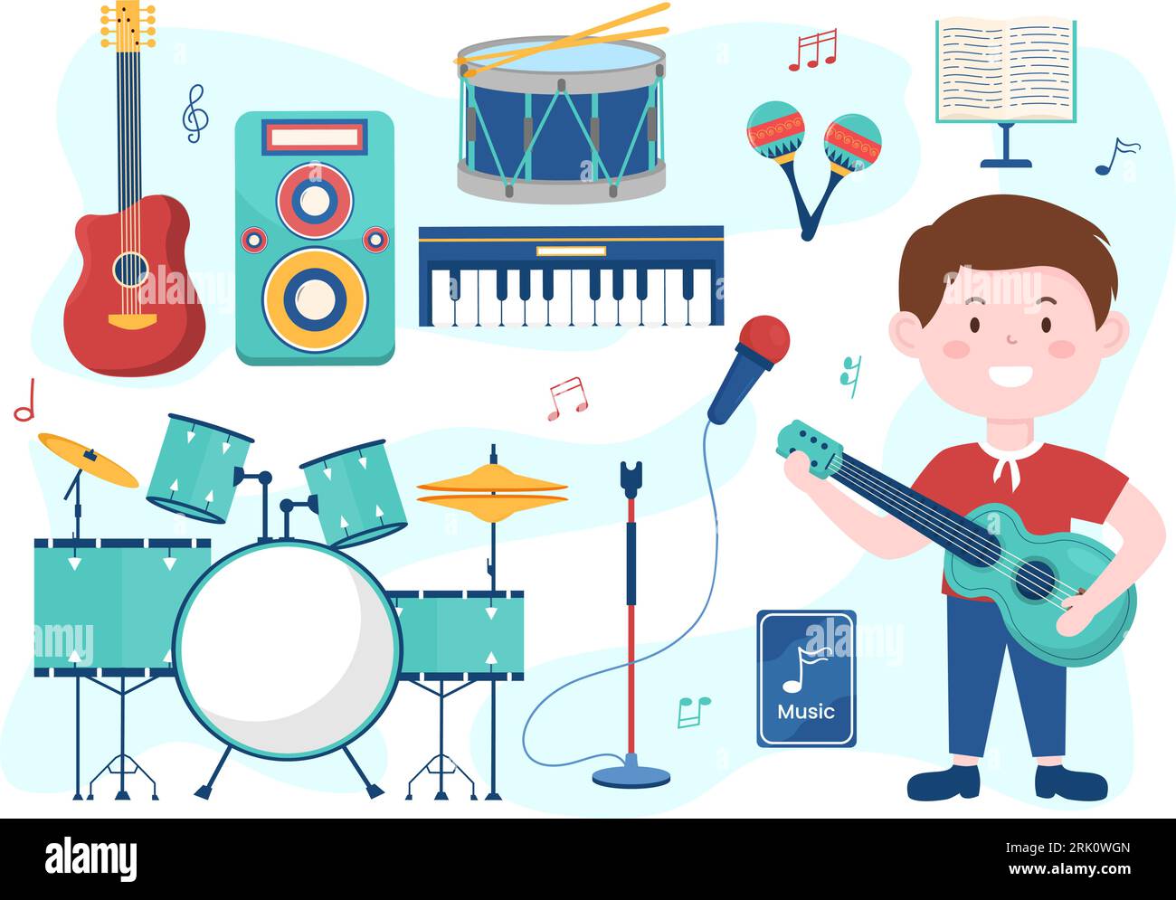 Music Elements Vector Illustration with Various of Note and Musical ...